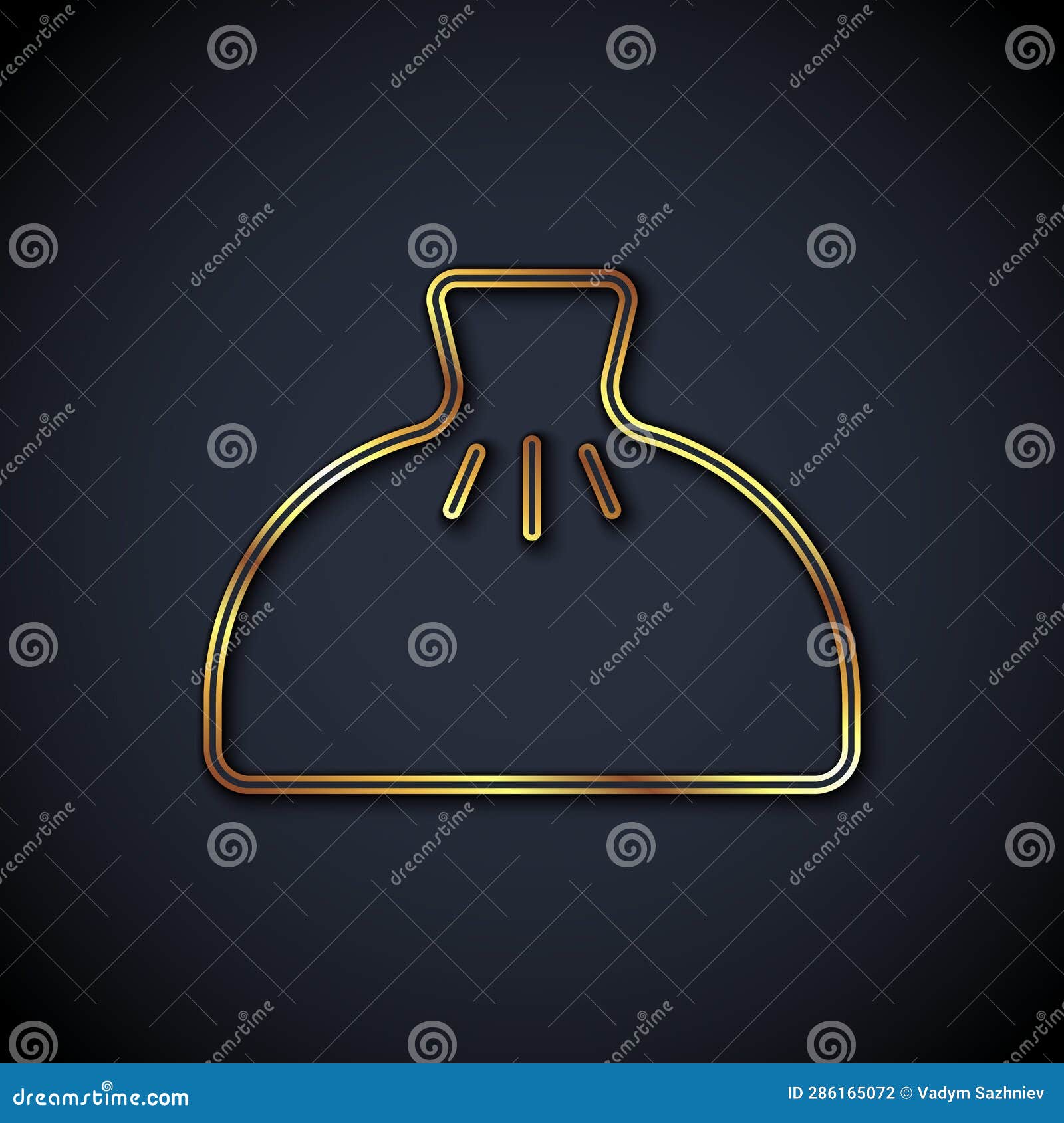 Gold Line Dumpling Icon Isolated on Black Background. Traditional ...
