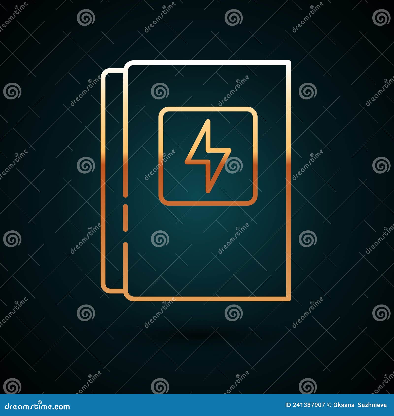 Gold Line Electrical Panel Icon Isolated on Dark Blue Background ...