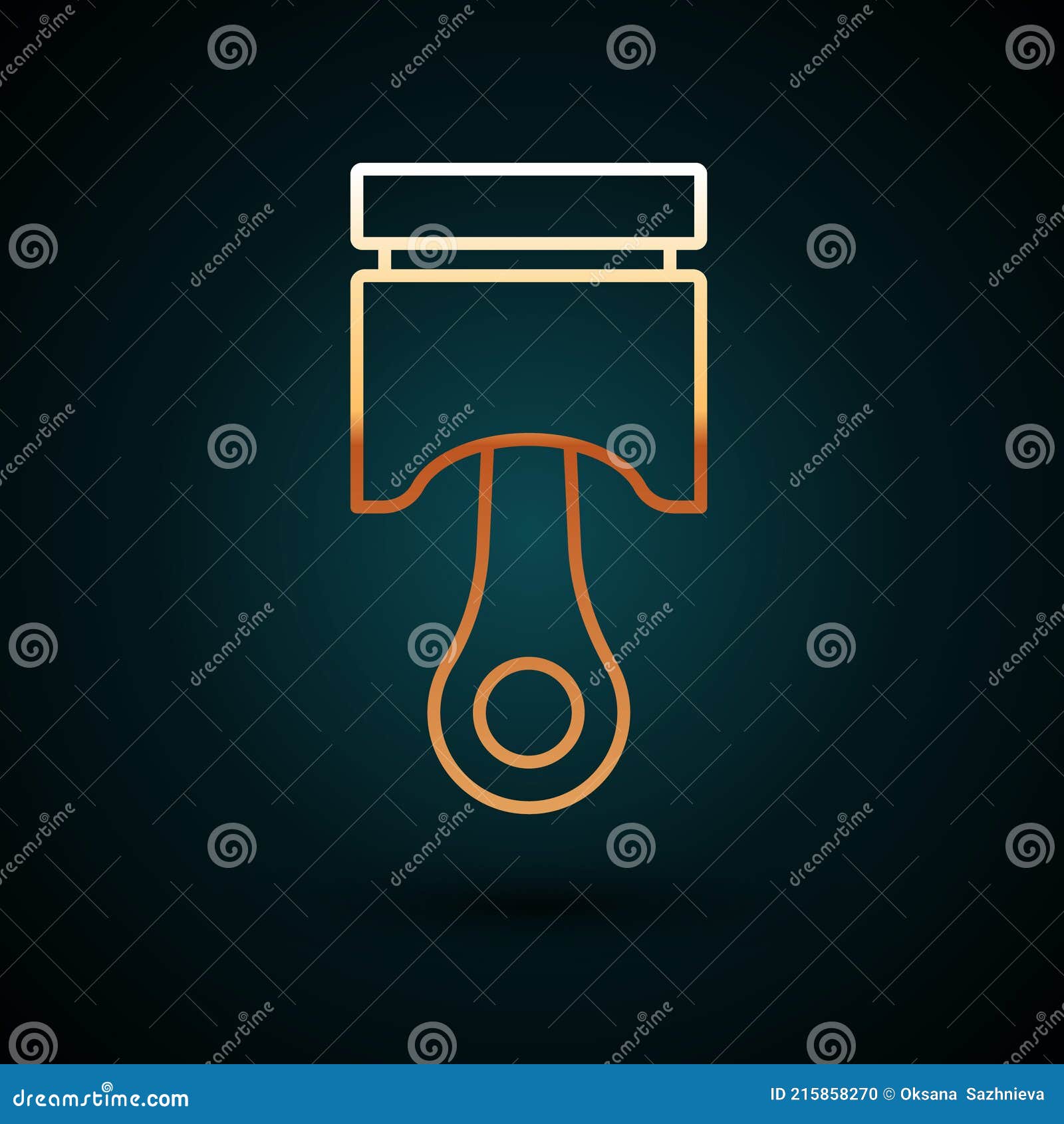 Gold Line Engine Piston Icon Isolated on Dark Blue Background. Car ...