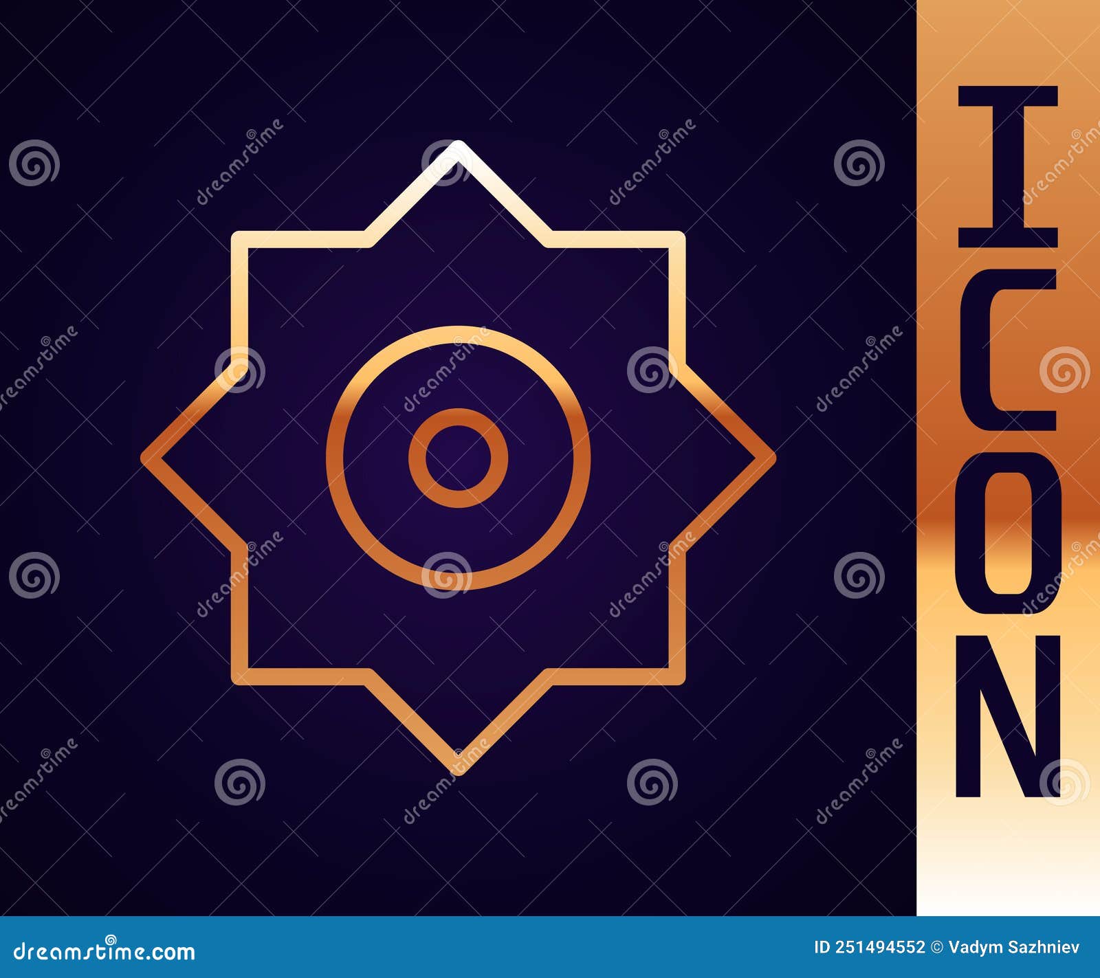 Gold Line Falling Star Icon Isolated On Black Background. Meteoroid ...