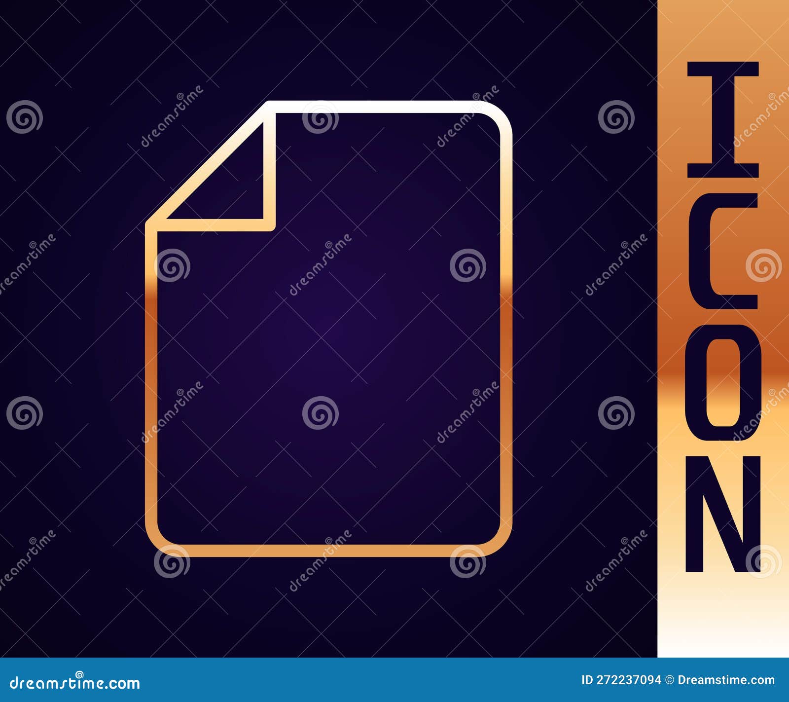 Gold Line File Document Icon Isolated on Black Background. Checklist ...