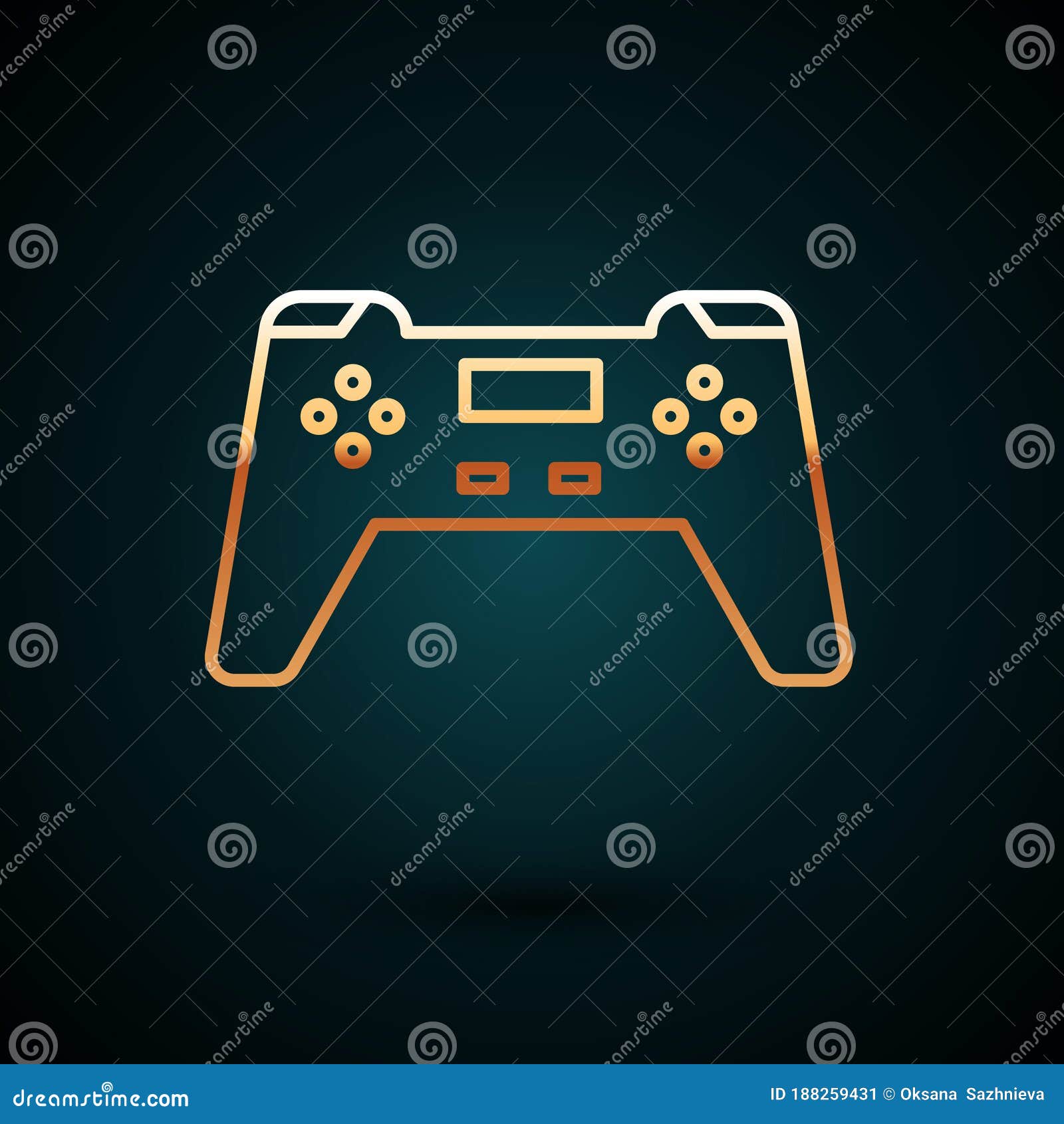 Gold Line Gamepad Icon Isolated on Dark Blue Background. Game ...
