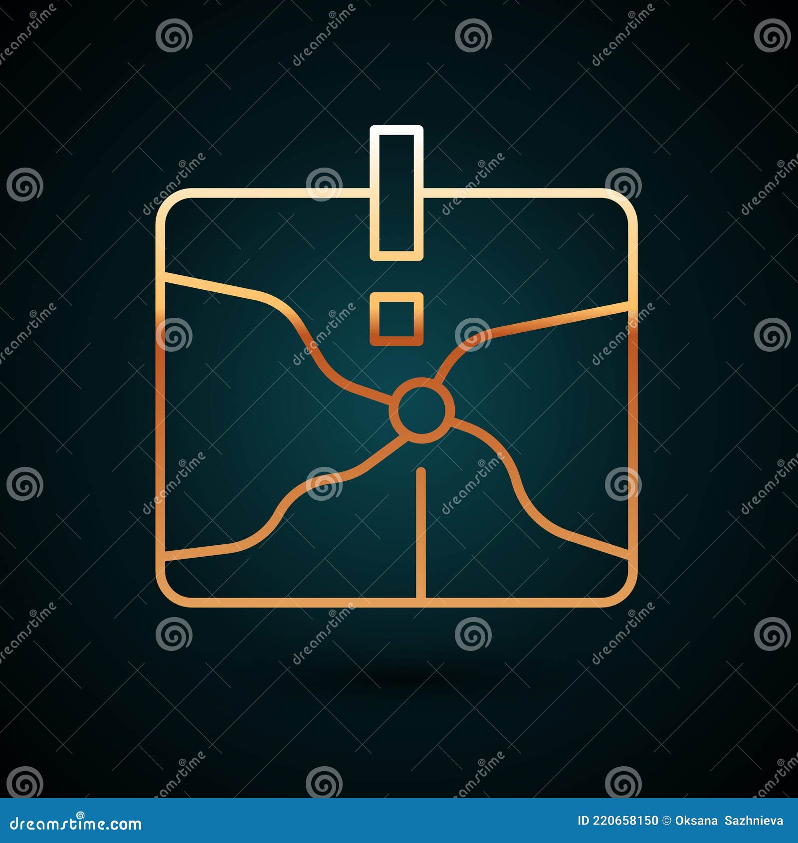 Gold Line Intersection Point Icon Isolated on Dark Blue Background ...