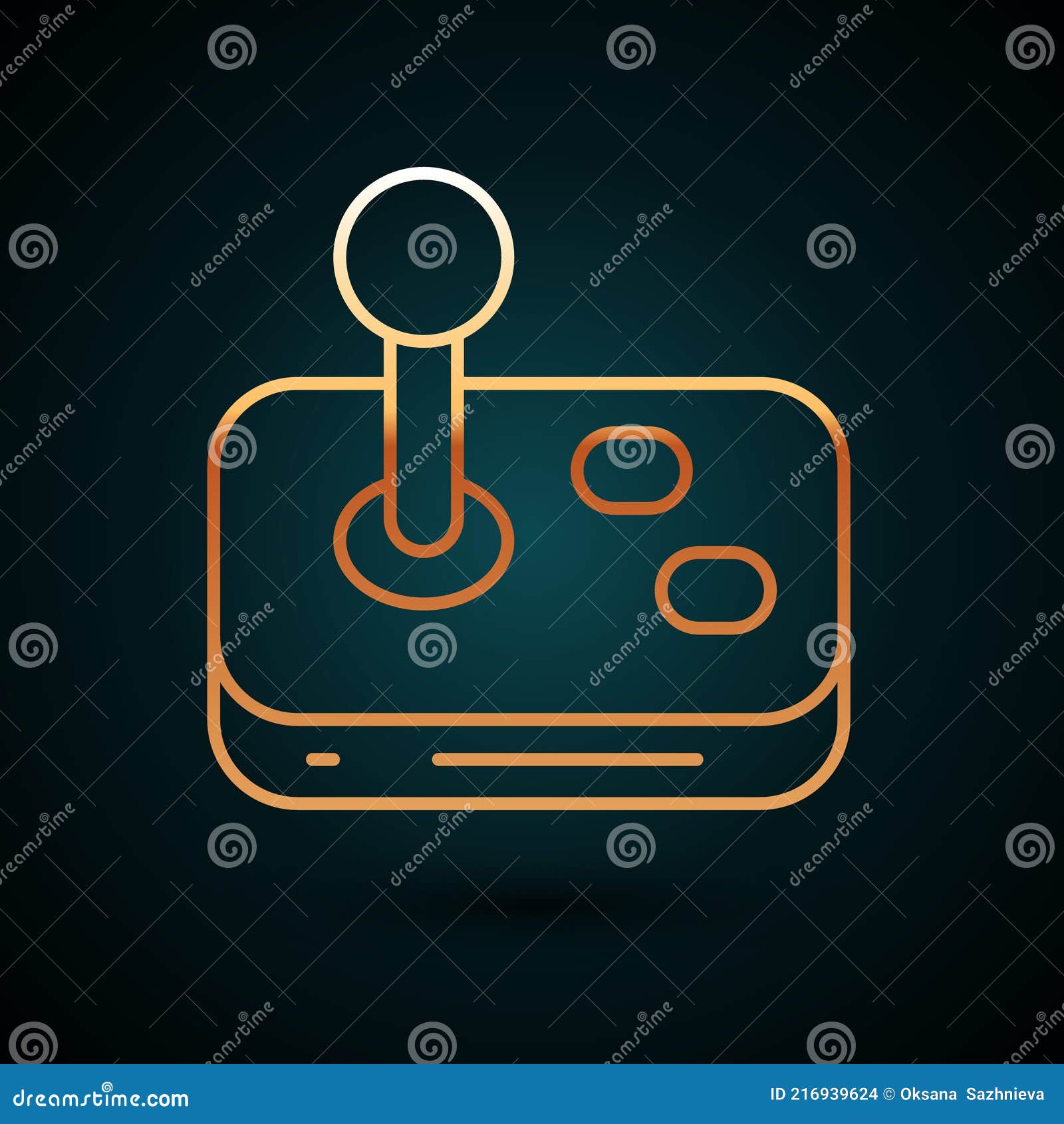Gold Line Joystick for Arcade Machine Icon Isolated on Dark Blue ...