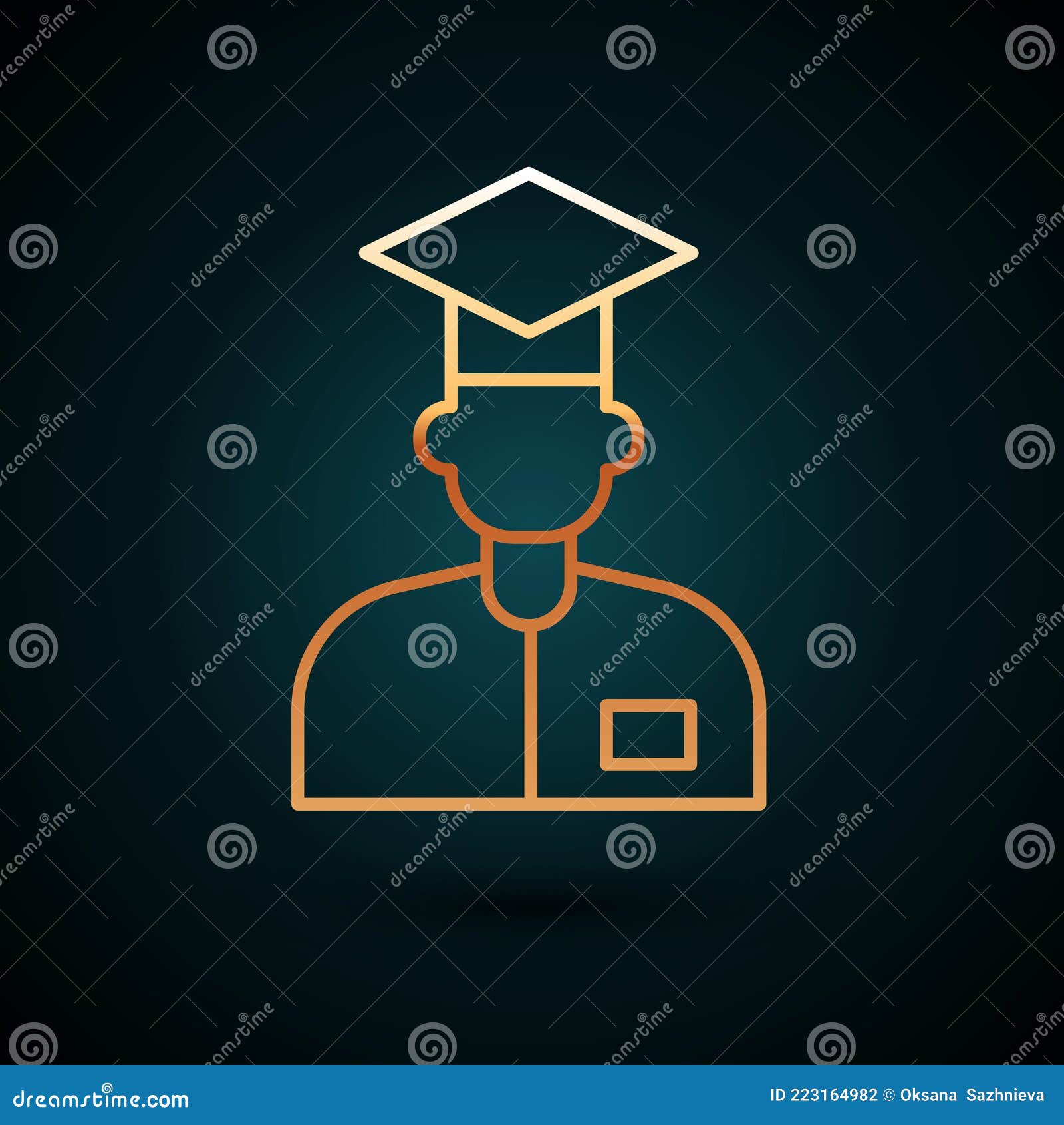 Gold Line Laboratory Assistant Icon Isolated on Dark Blue Background ...