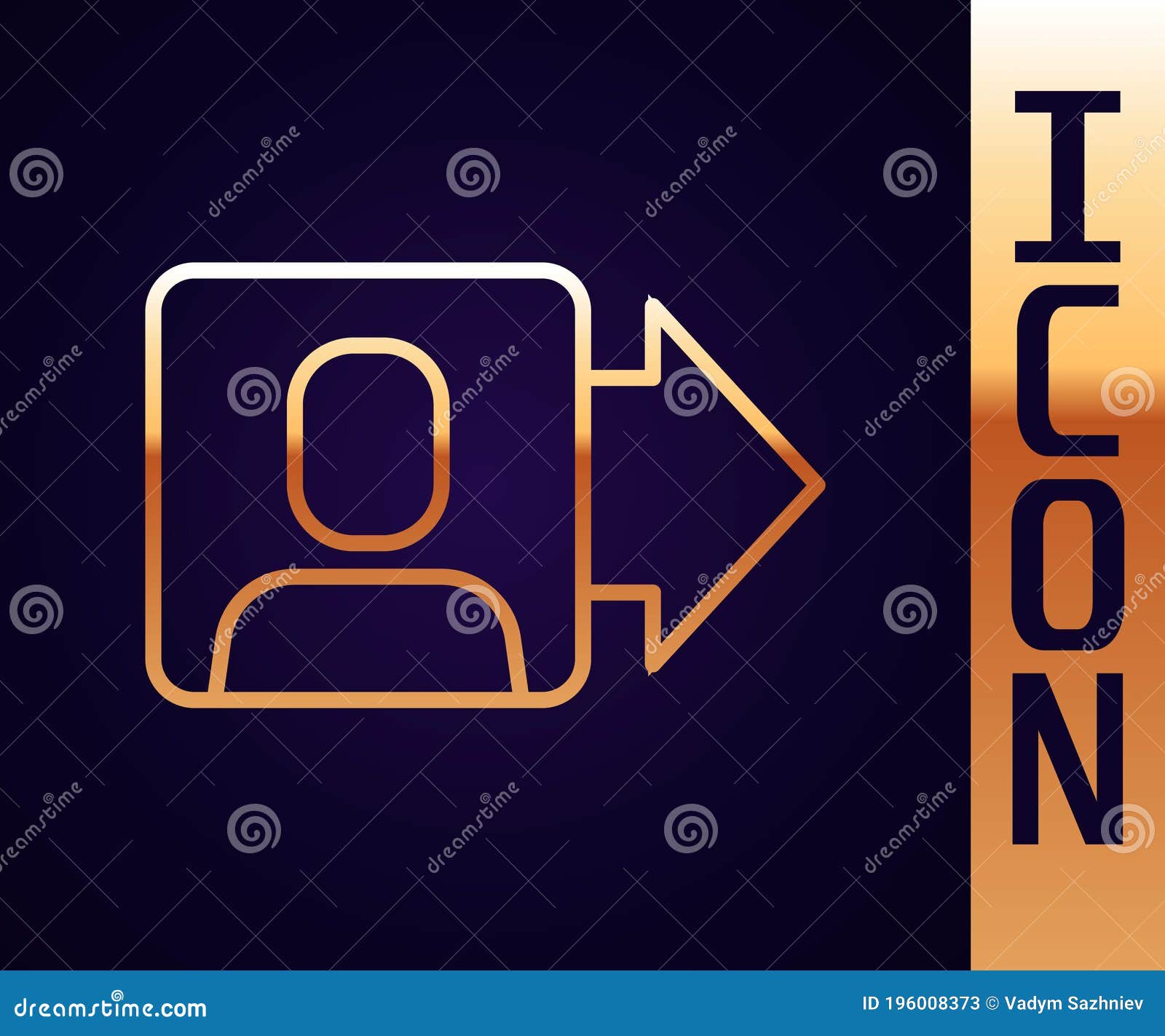 Gold Line Leader of a Team of Executives Icon Isolated on Black ...