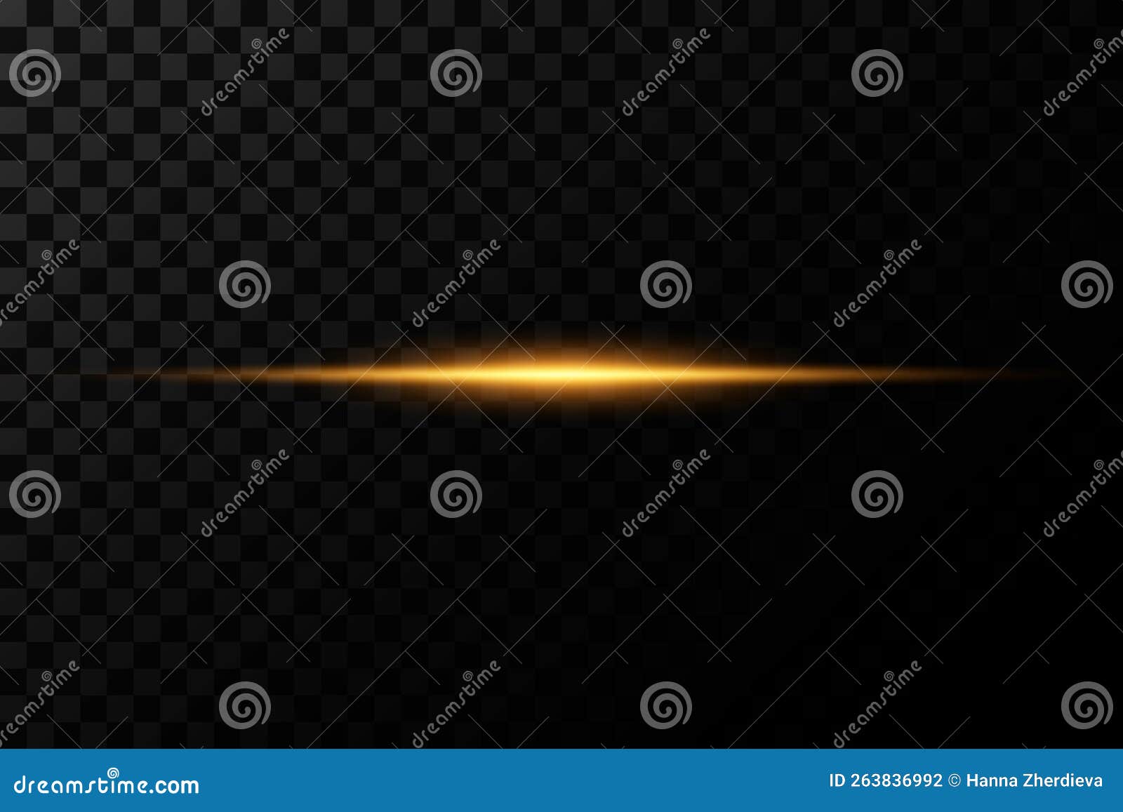 Gold Line of Light. Magic Glow, Horizontal Flash Stock Illustration ...