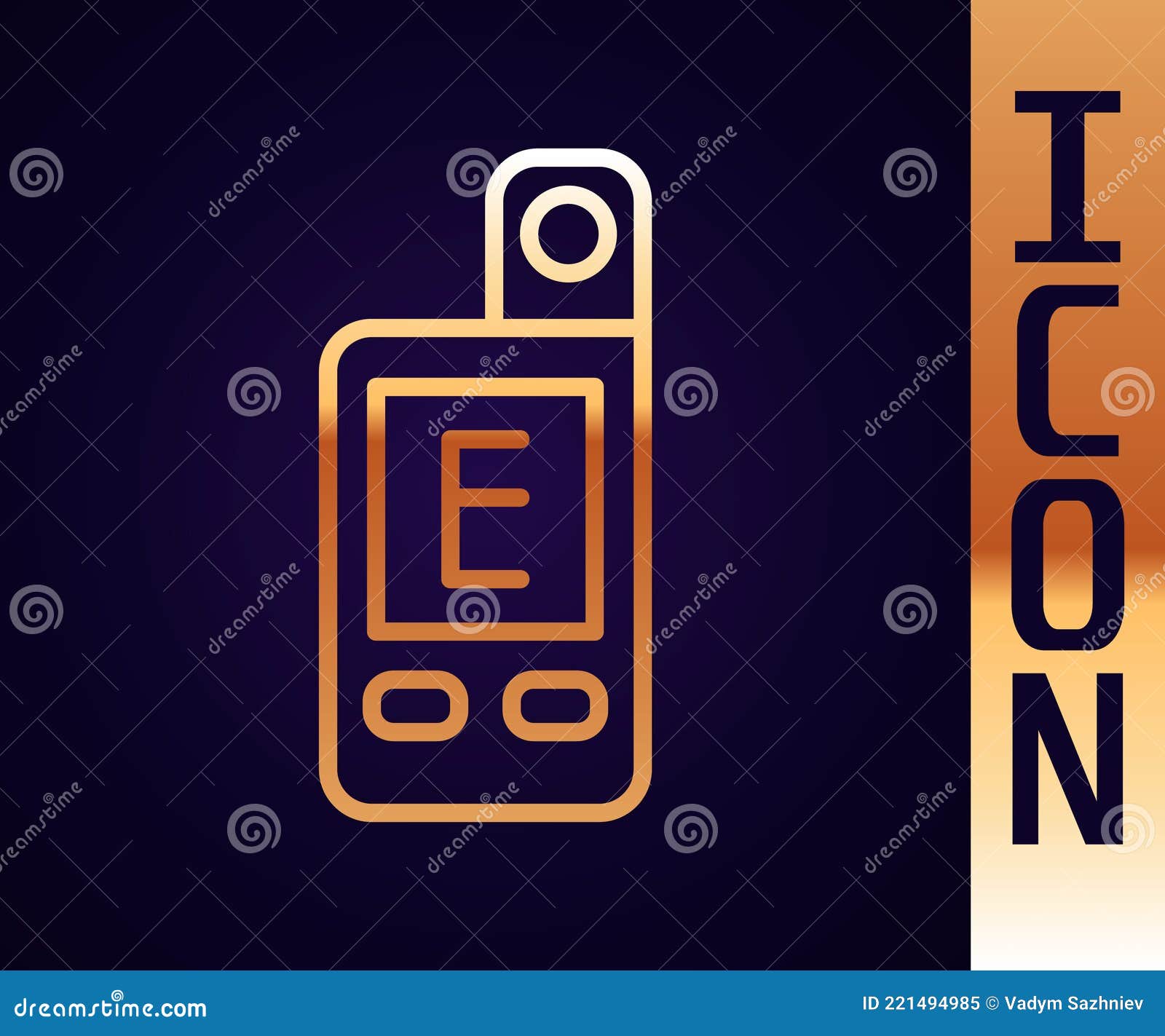 Gold Line Light Meter Icon Isolated on Black Background. Hand Luxmeter ...