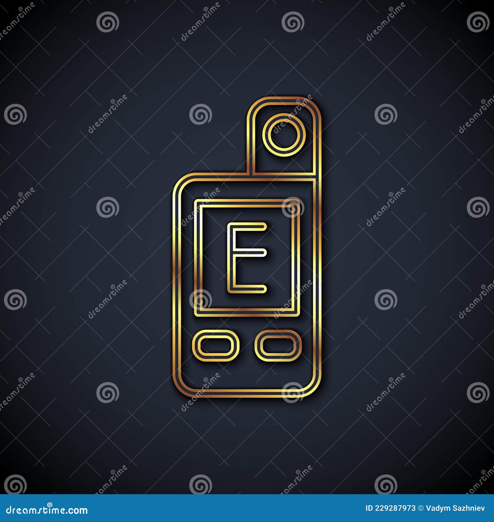 Gold Line Light Meter Icon Isolated on Black Background. Hand Luxmeter ...