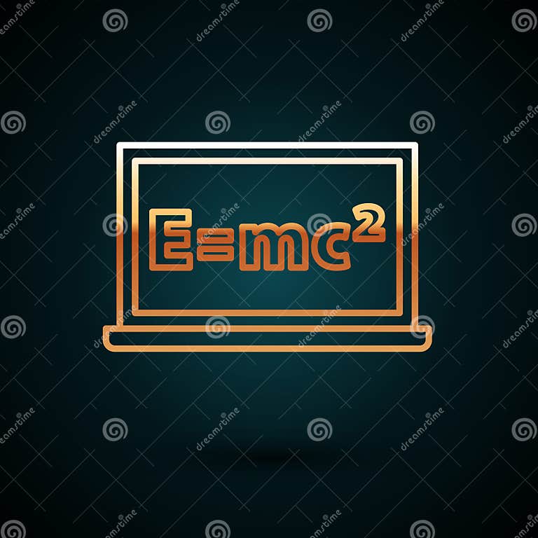 Gold Line Math System of Equation Solution on Chalkboard Icon Isolated ...