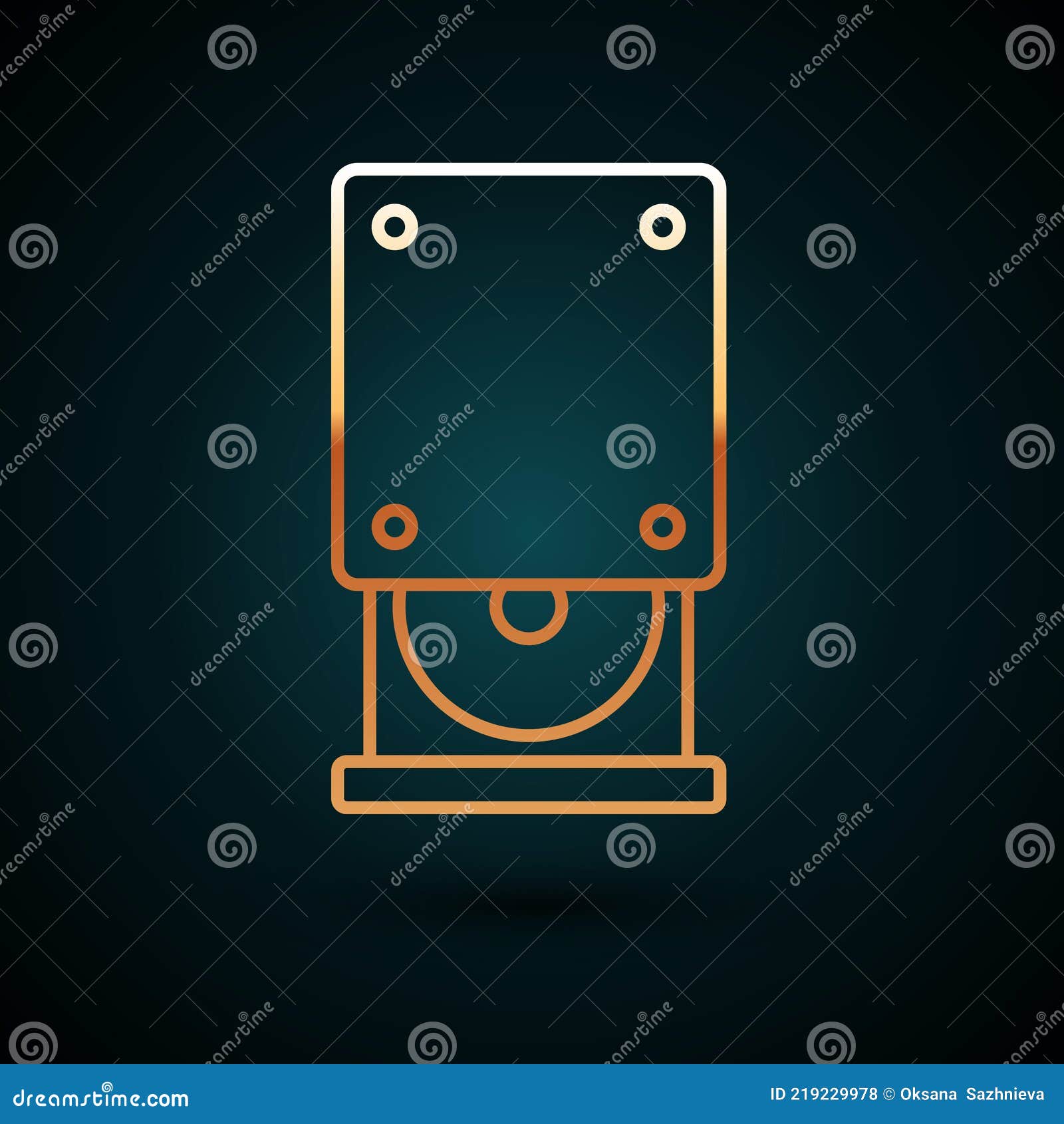 Gold Line Optical Disc Drive Icon Isolated on Dark Blue Background. CD ...