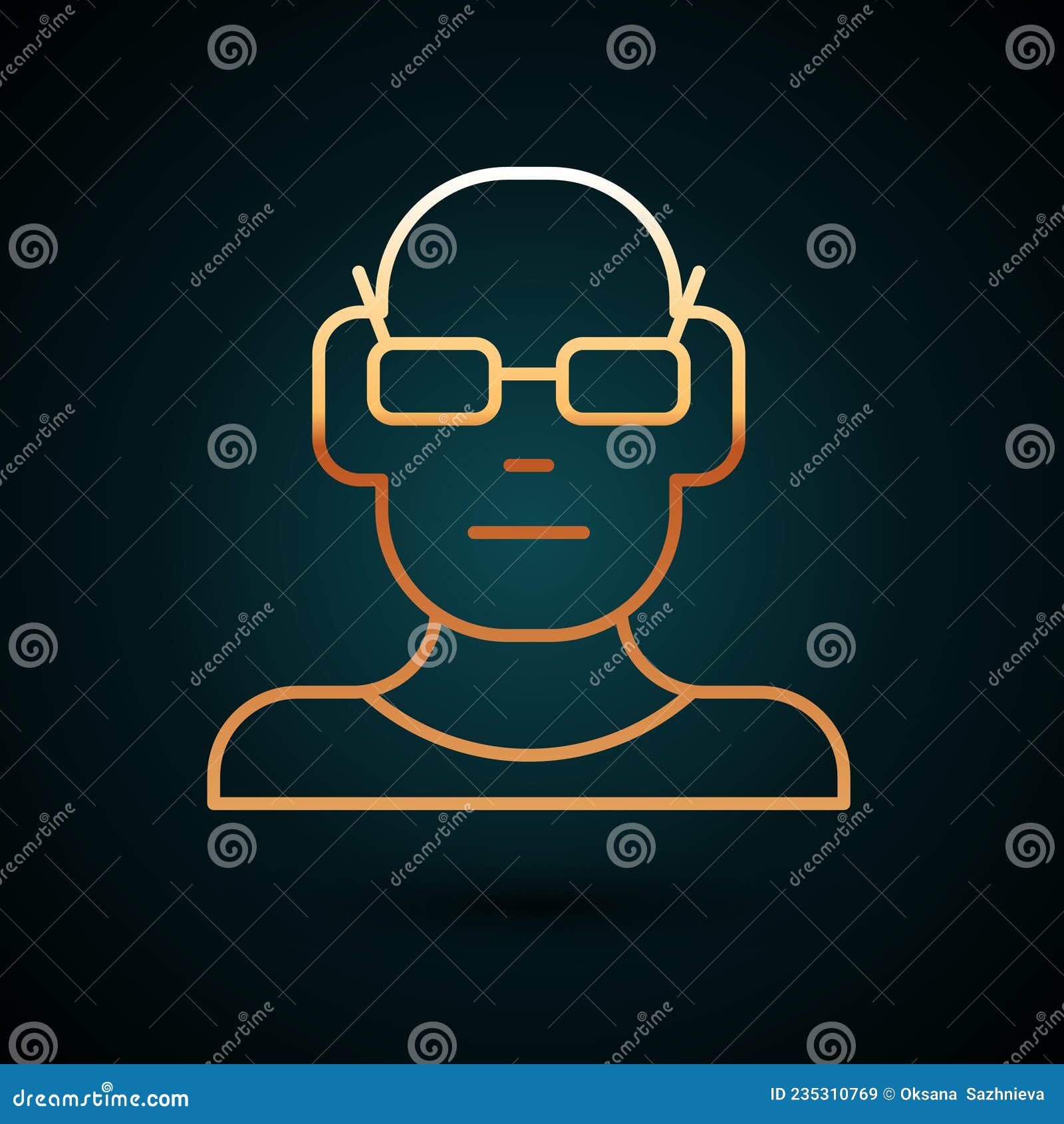 Gold Line Poor Eyesight and Corrected Vision with Optical Glasses Icon ...