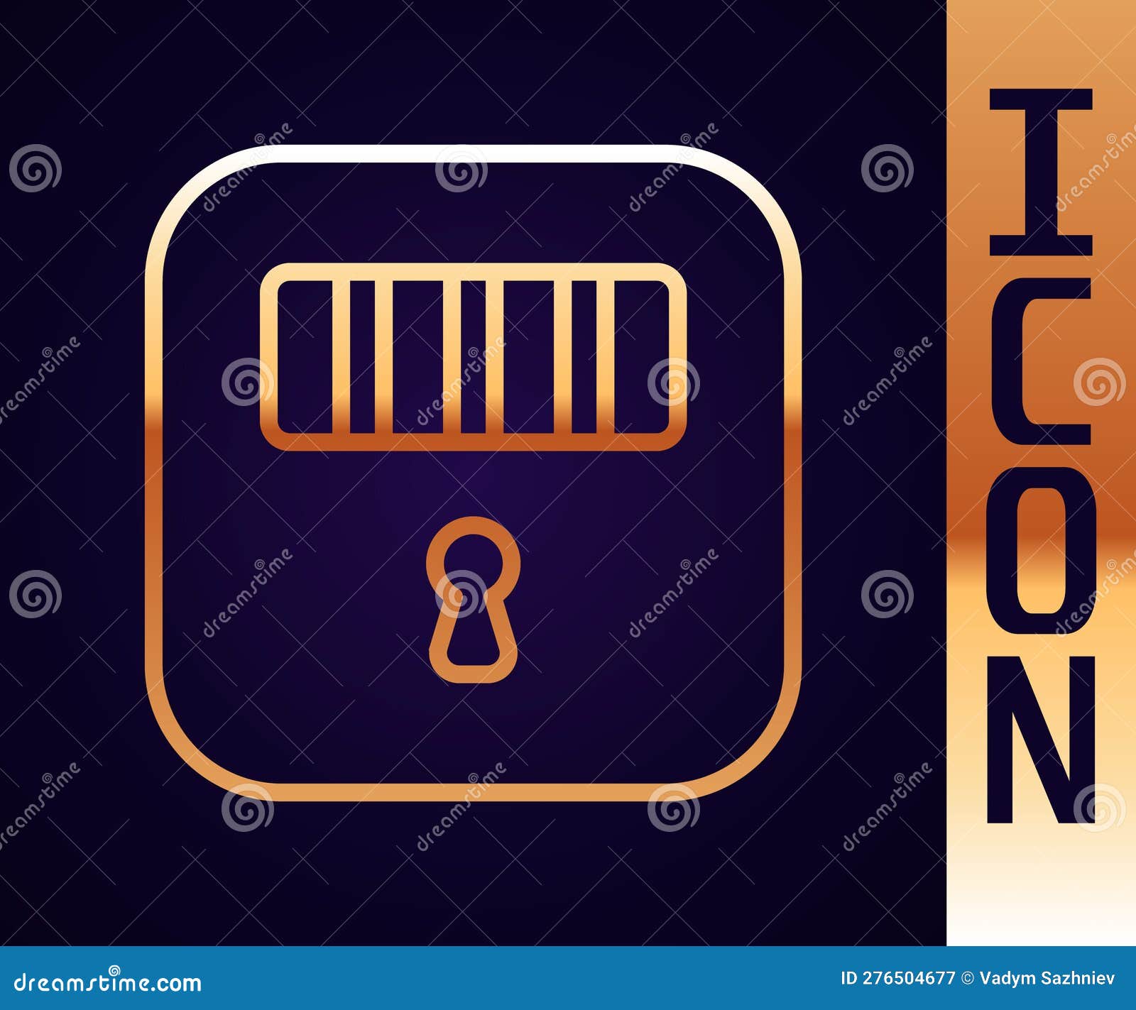 Gold Line Prison Cell Door With Grill Window Icon Isolated On Black ...