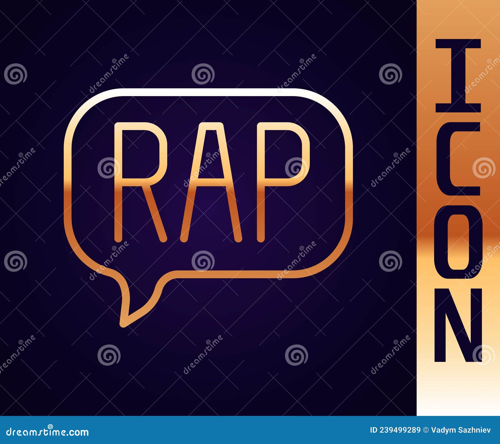 Gold Line Rap Music Icon Isolated on Black Background. Vector Stock ...