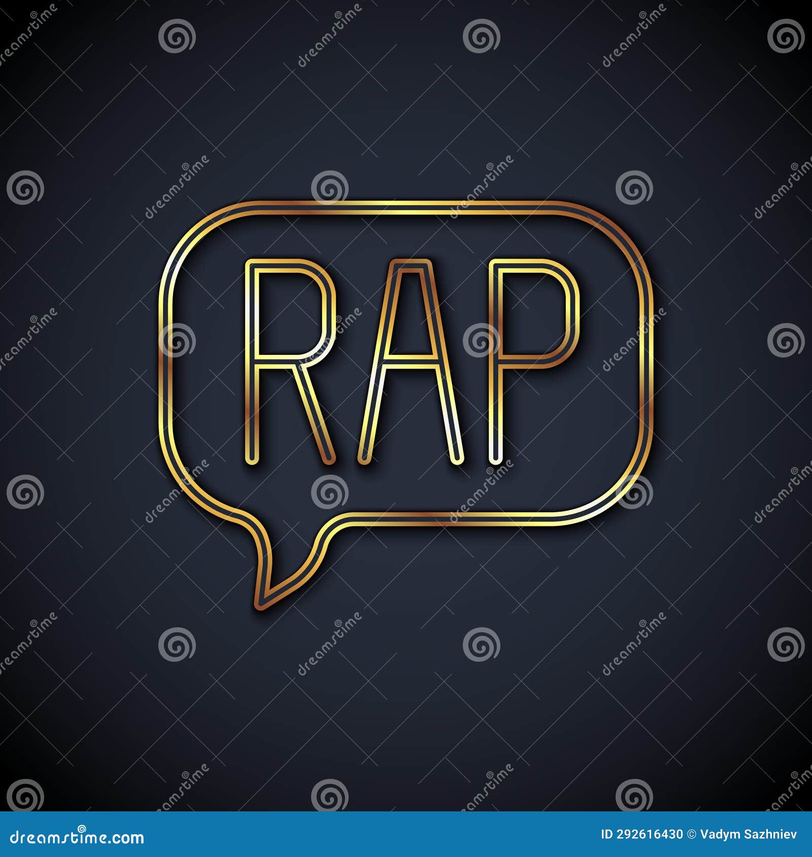 Gold Line Rap Music Icon Isolated on Black Background. Vector Stock ...