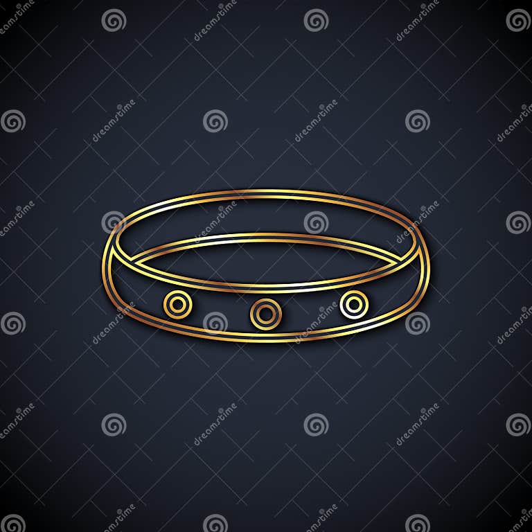 Gold Line Gold Ring Icon Isolated on Black Background. Vector Stock ...