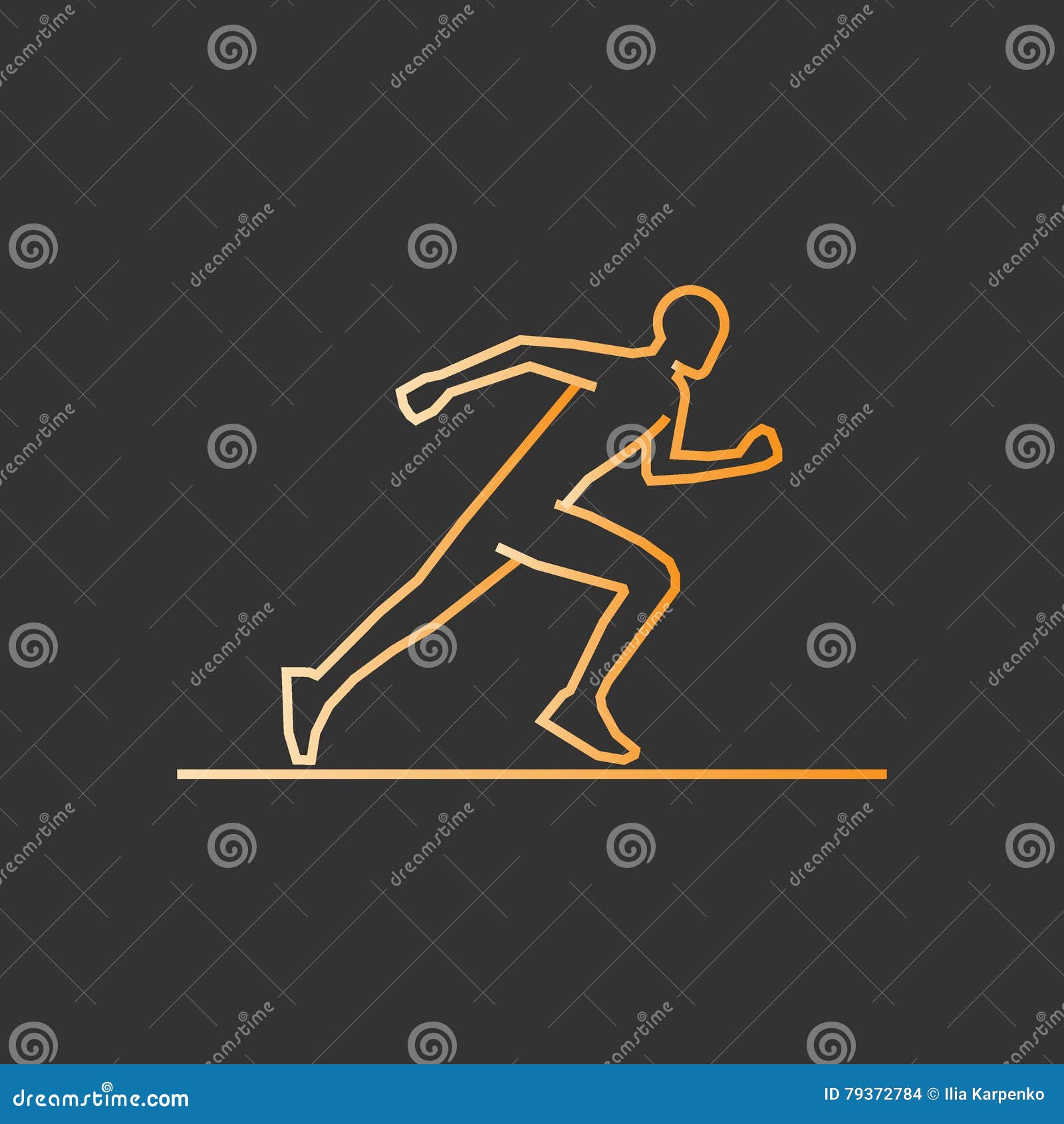 Gold line running icon. stock illustration. Illustration of jogging ...