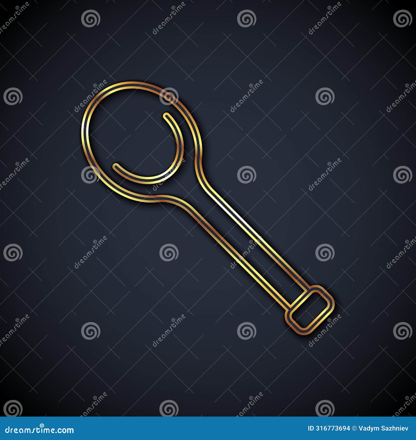 Gold Line Sauna Ladle Icon Isolated on Black Background. Vector Stock Vector - Illustration of ...