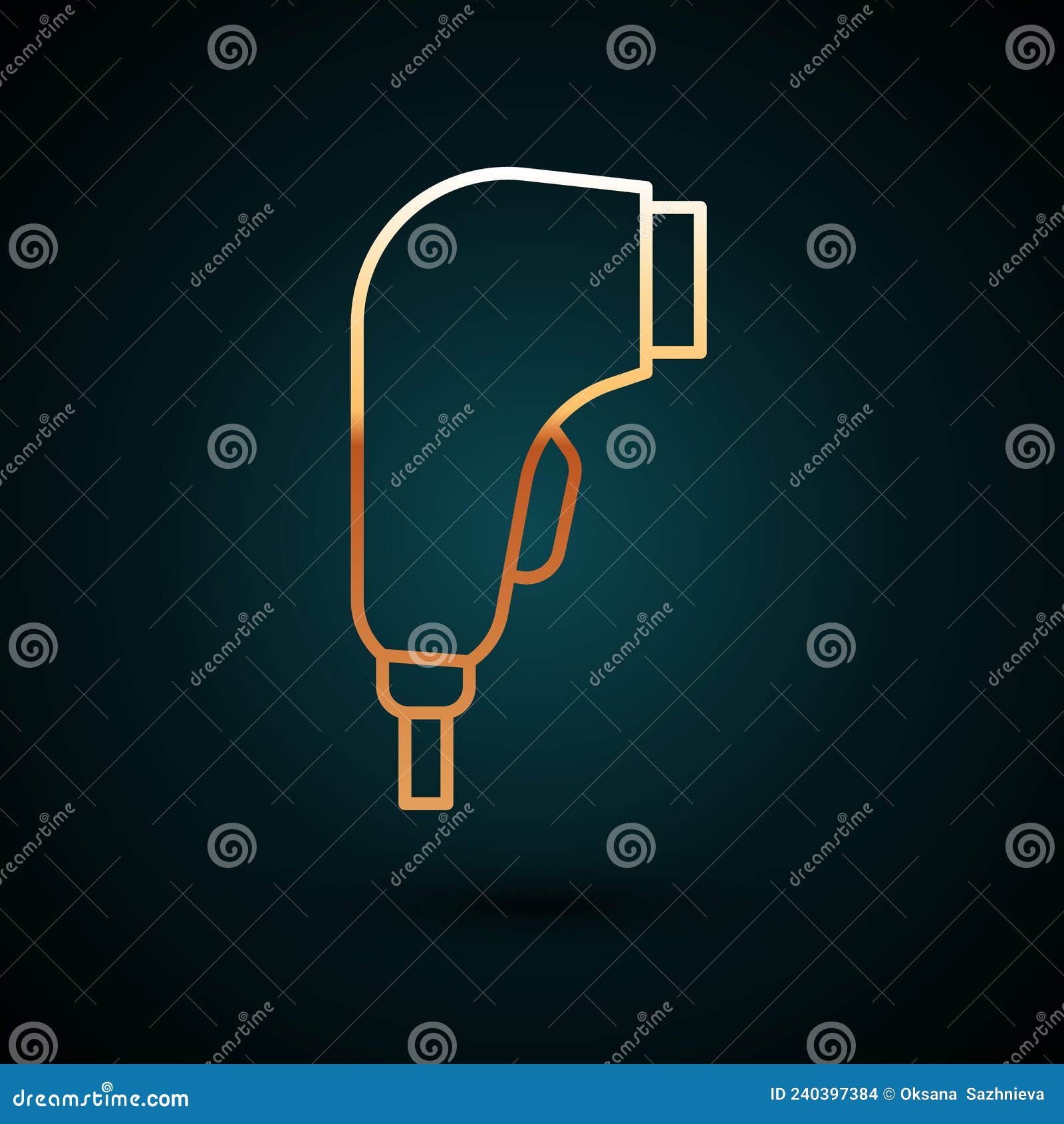 Gold Line Scanner Scanning Bar Code Icon Isolated on Dark Blue ...