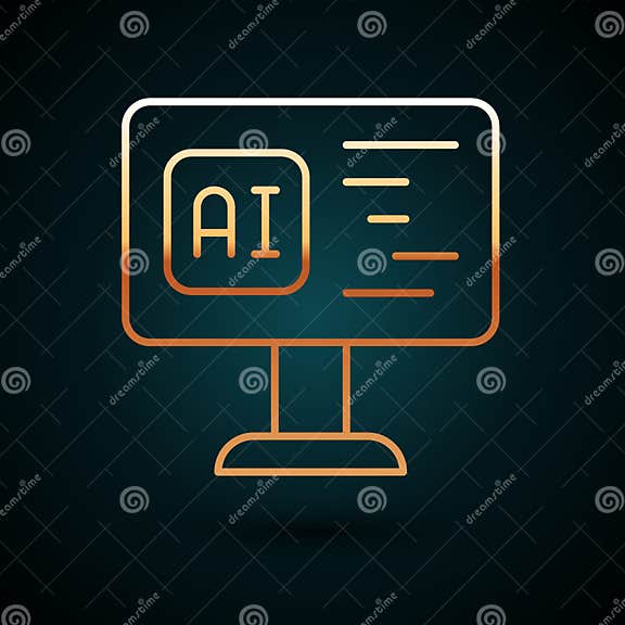 Gold Line Software, Web Developer Programming Code Icon Isolated on Dark Blue Background ...