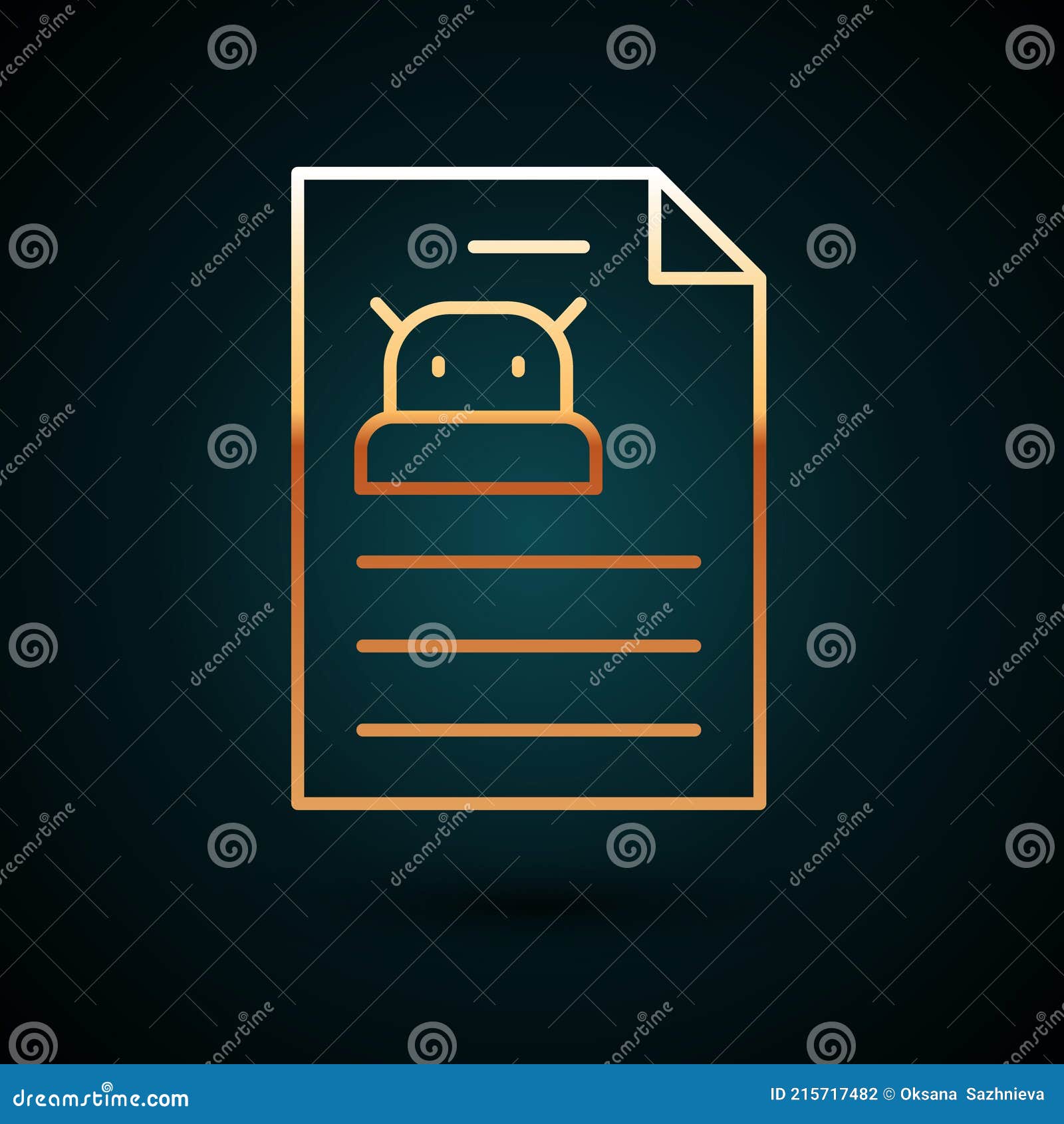 Gold Line Technical Specification Icon Isolated on Dark Blue Background ...