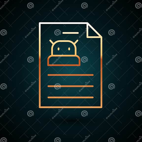 Gold Line Technical Specification Icon Isolated on Dark Blue Background ...