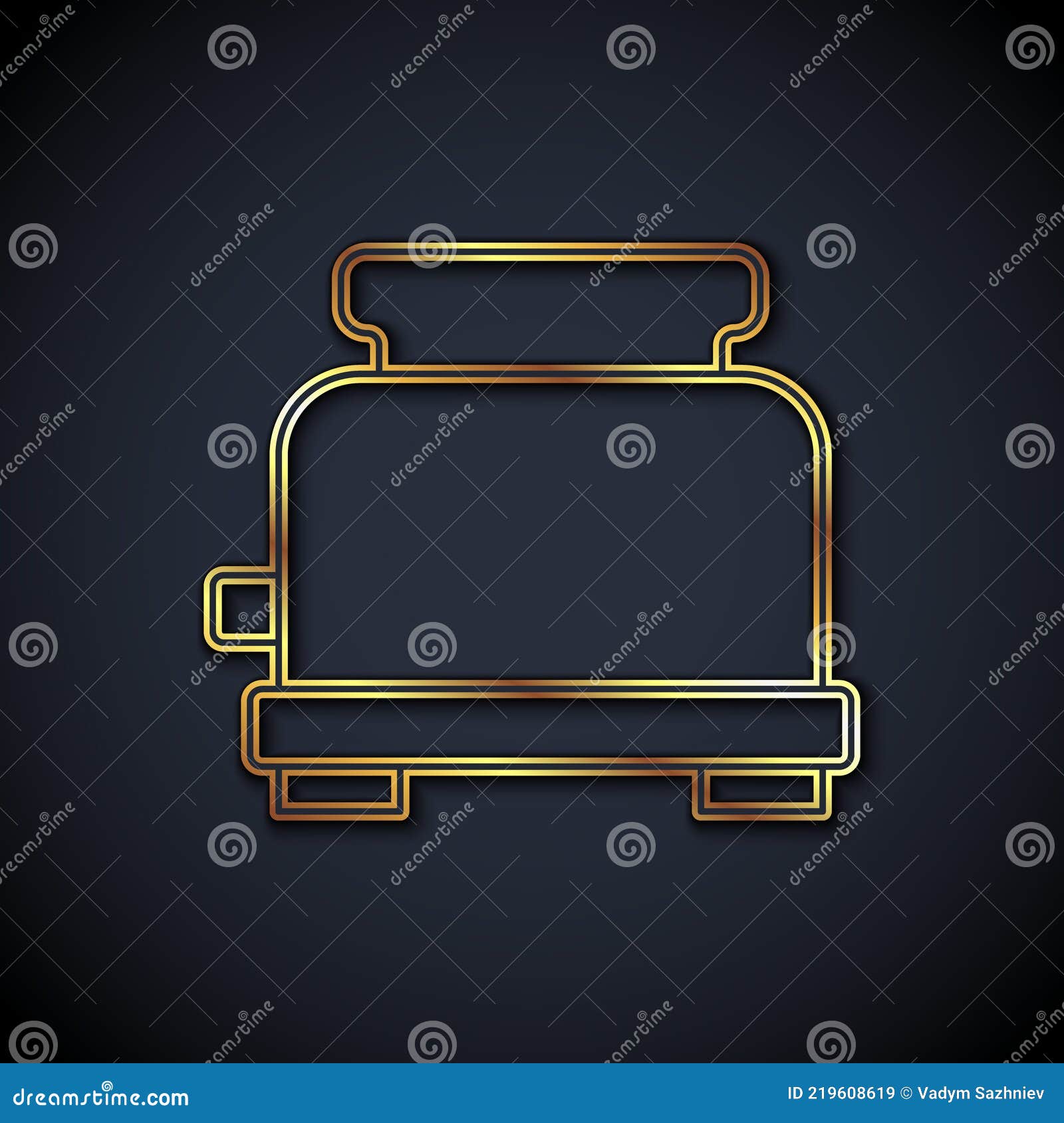 Gold Line Toaster Icon Isolated on Black Background. Vector Stock ...