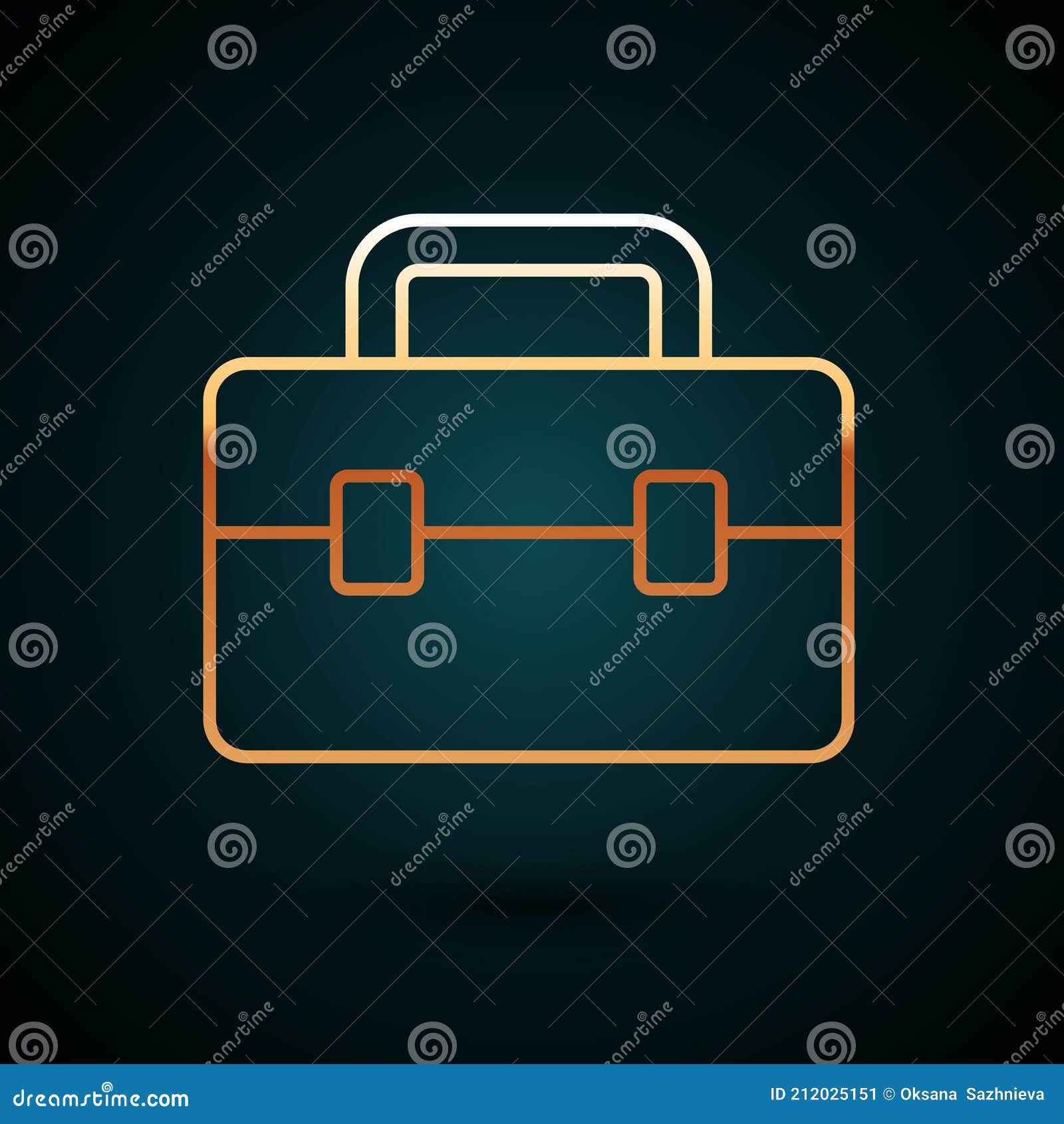 Gold Line Toolbox Icon Isolated on Dark Blue Background. Tool Box Sign ...