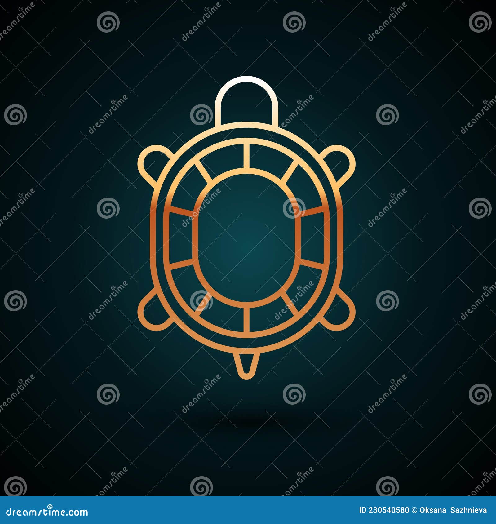 Gold Line Turtle Icon Isolated on Dark Blue Background. Vector Stock ...
