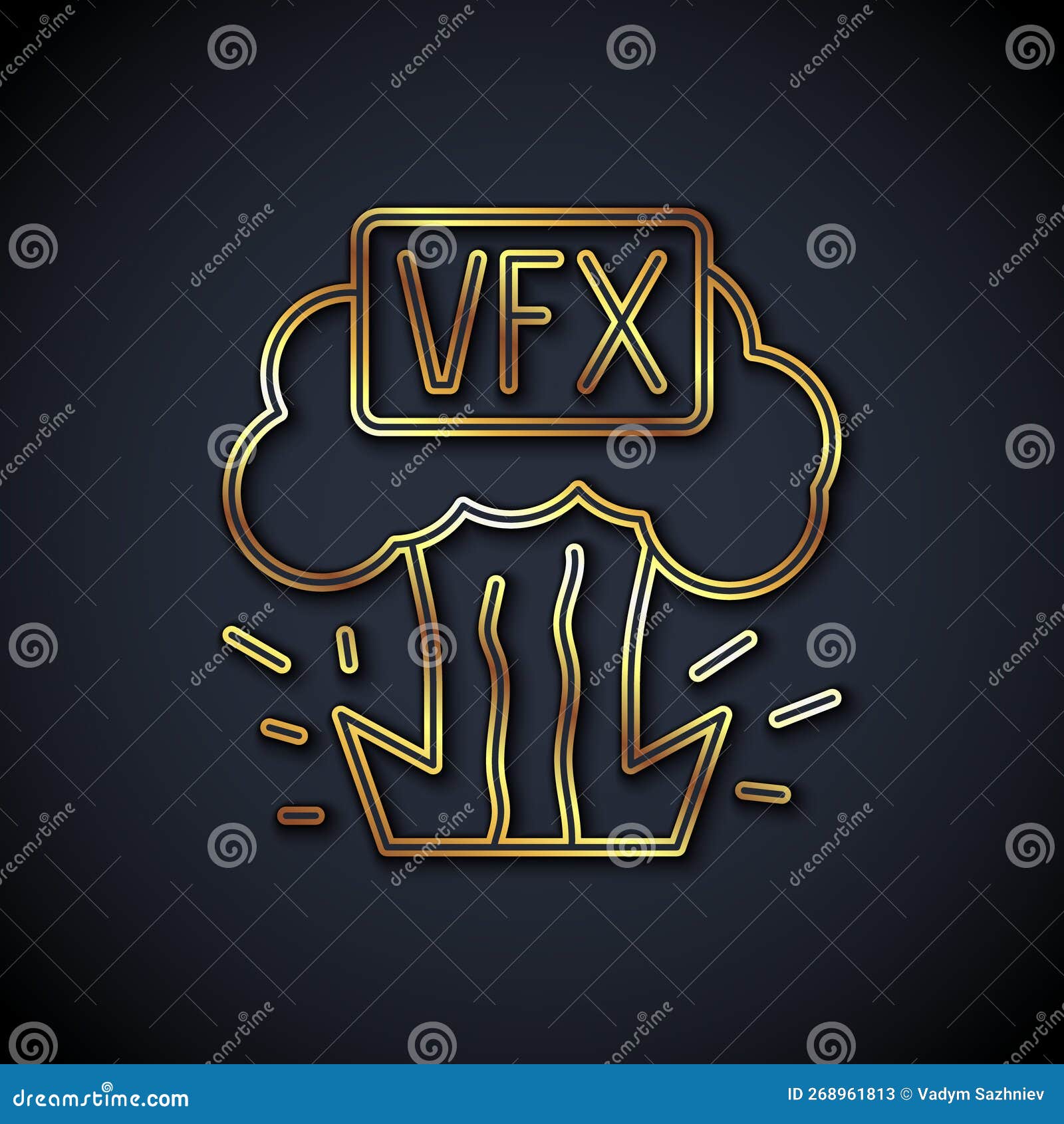 Gold Line VFX Icon Isolated on Black Background. Vector Stock ...