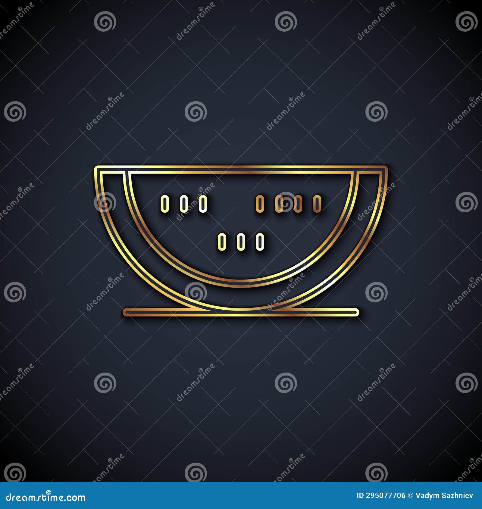 Gold Line Watermelon Icon Isolated on Black Background. Vector Stock ...