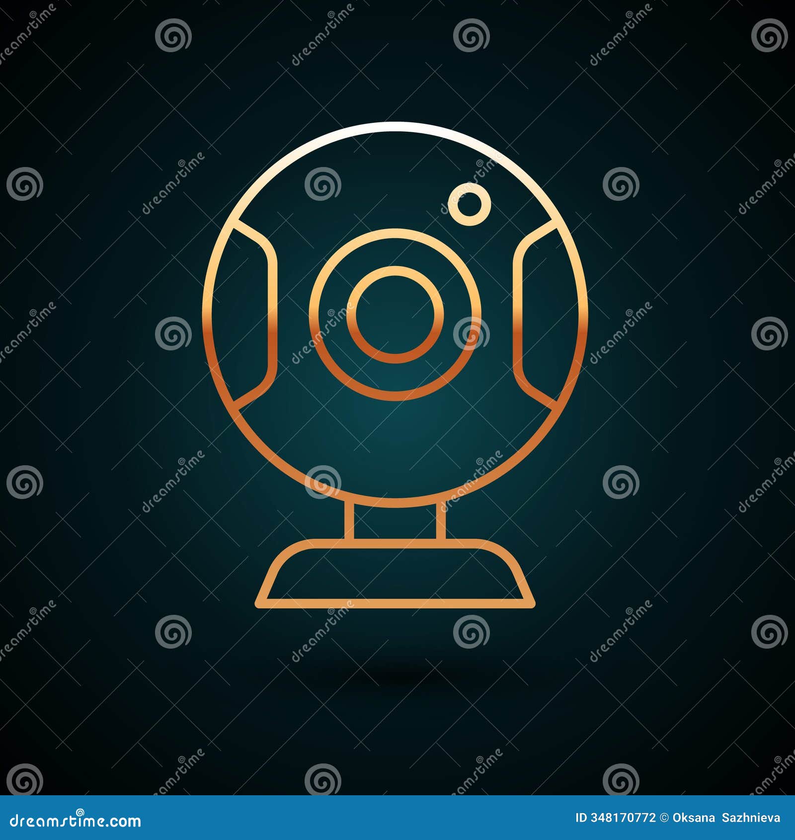 Gold Line Web Camera Icon Isolated on Dark Blue Background. Chat Camera ...