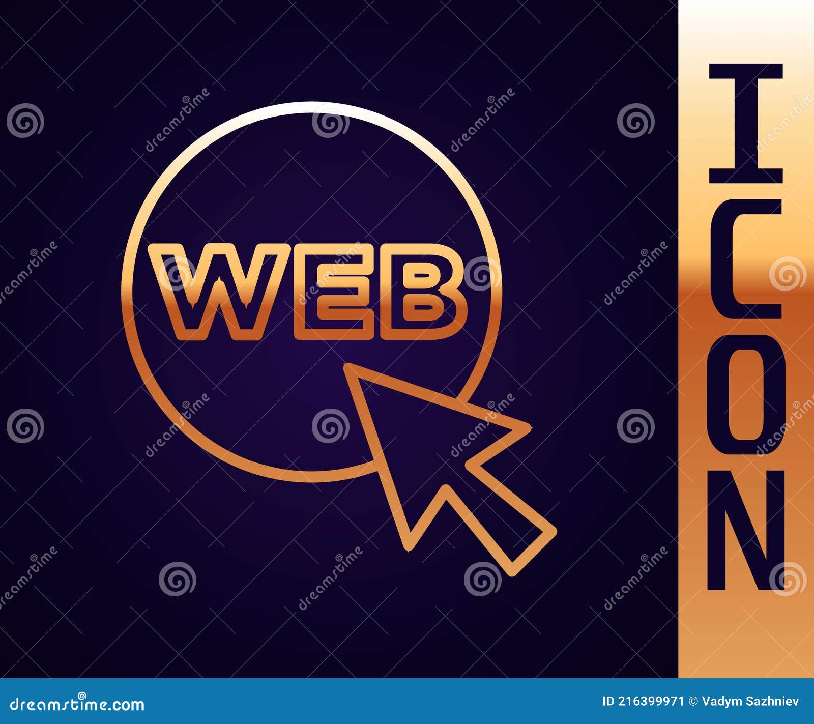 Gold Line Web and Graphic Design Icon Isolated on Black Background ...