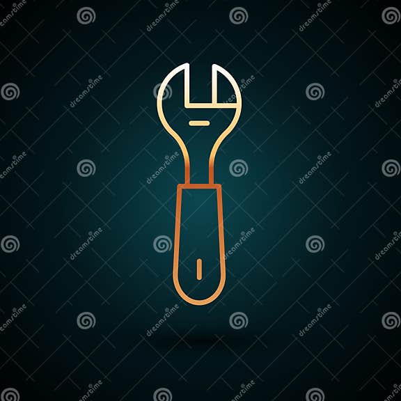 Gold Line Wrench Spanner Icon Isolated on Dark Blue Background. Vector ... Gold Line Wrench Spanner Icon Isolated on Dark Blue Background. Vector ...