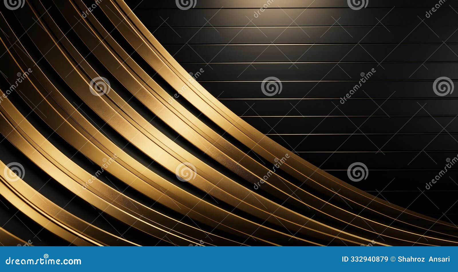 Gold Lines Shimmer on a Captivating Black Backdarop Stock Image - Image ...
