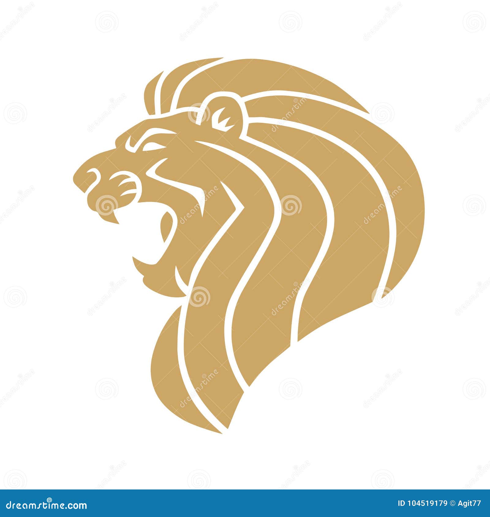 Gold Lion Head Logo vektor abbildung. Illustration von fleischfresser ...