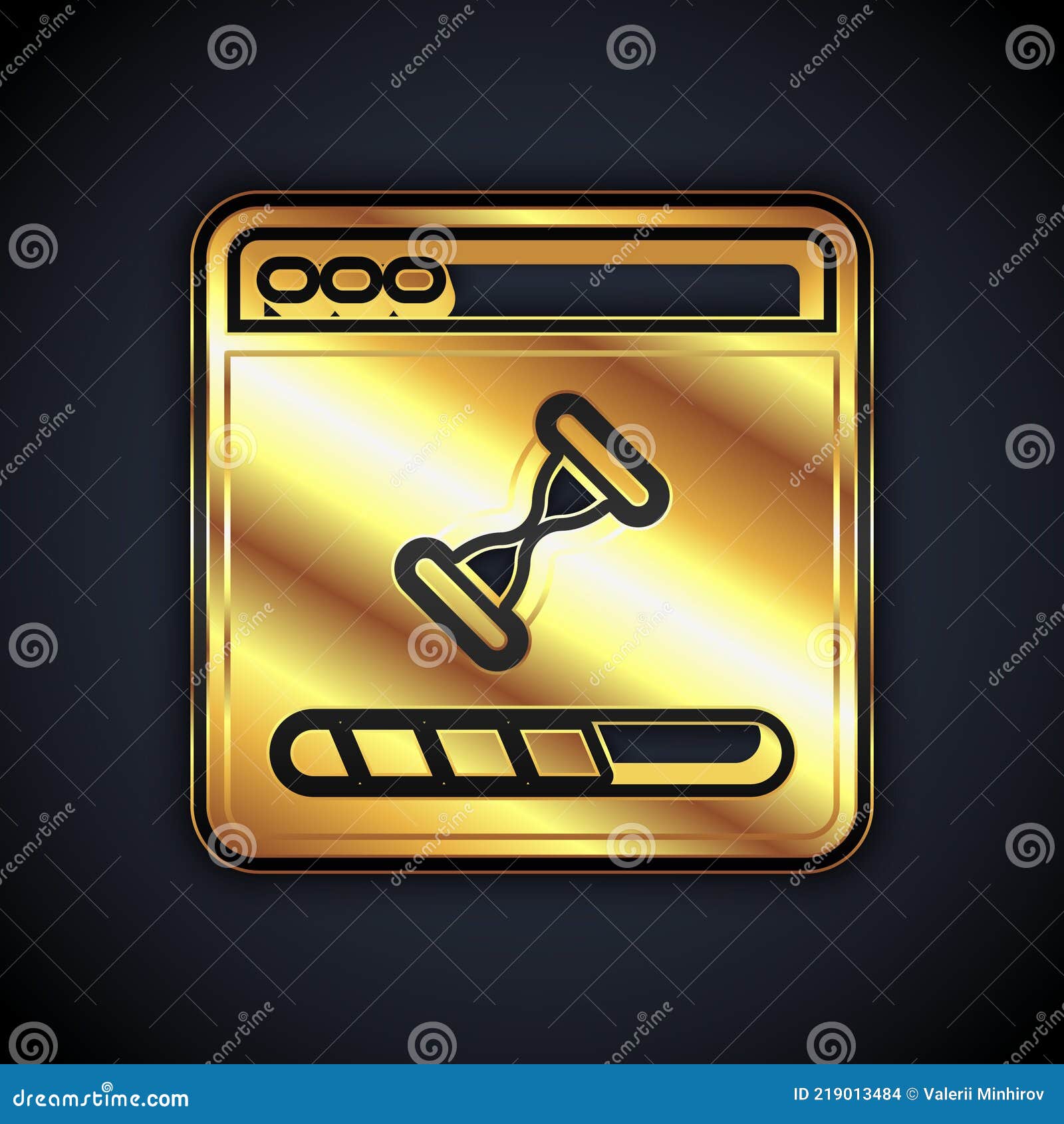 Gold Loading And Gear Icon Isolated On Black Background. Progress Bar ... Gold Loading And Gear Icon Isolated On Black Background. Progress Bar ...