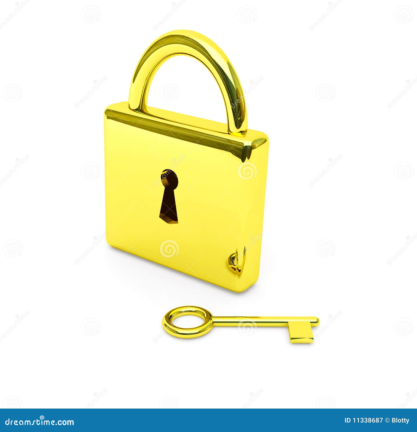 Gold lock with key stock illustration. Illustration of generated - 11338687