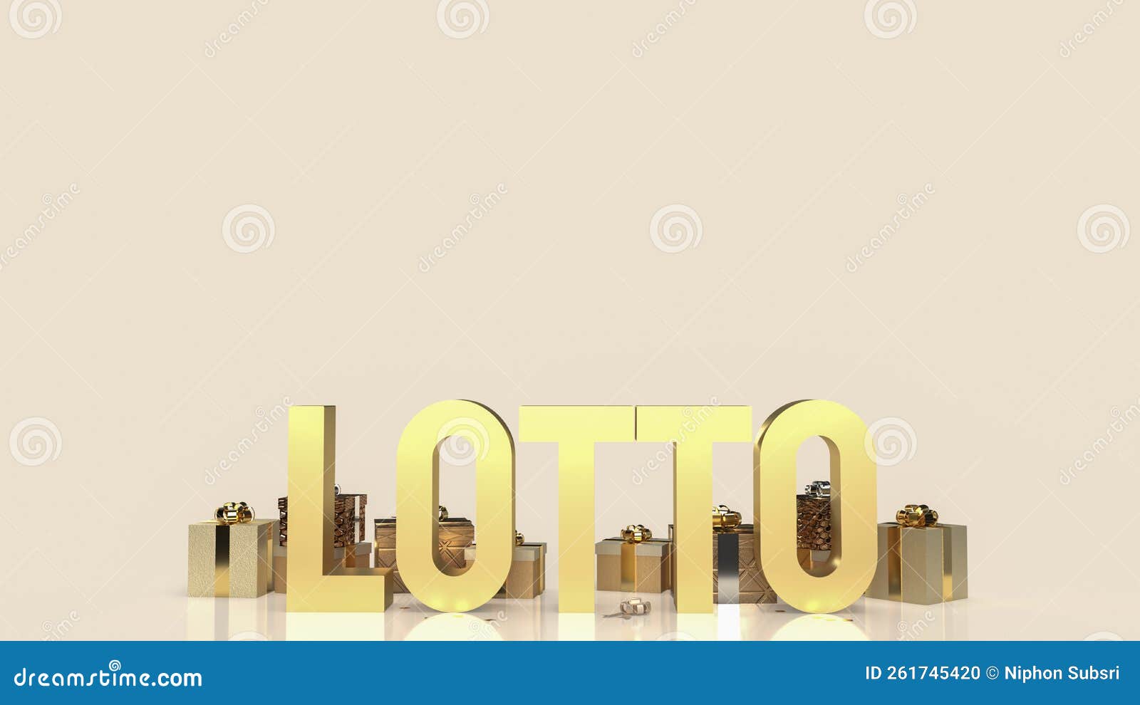 The Gold Lotto and Gift Box Image 3d Rendering Stock Illustration ...