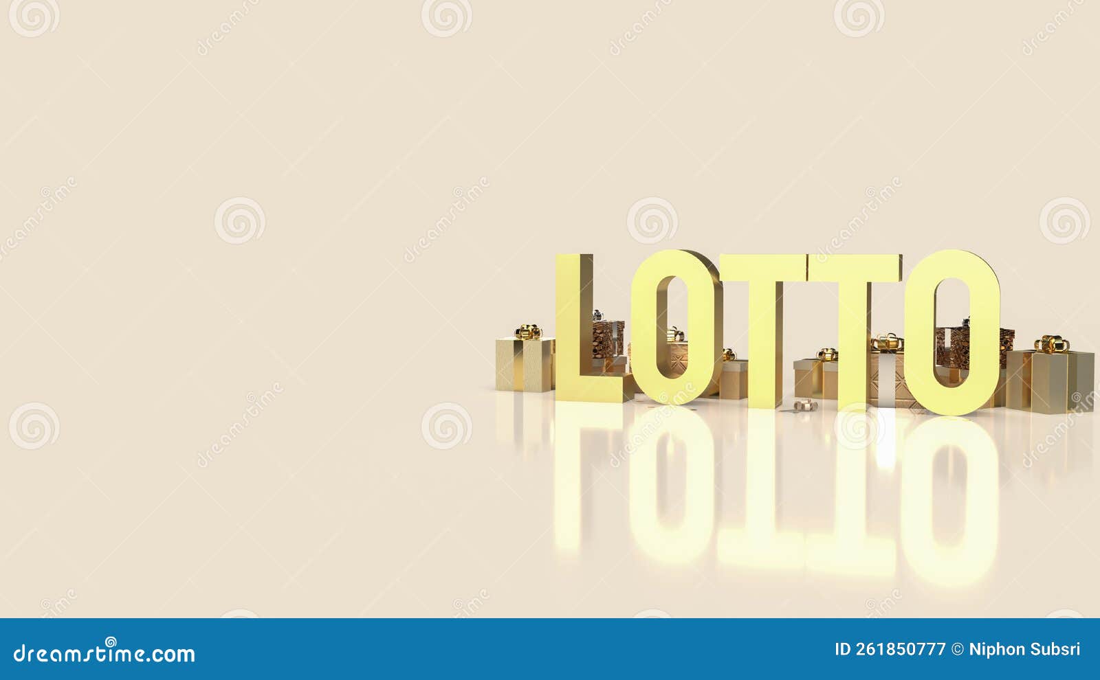 The Gold Lotto and Gift Box Image 3d Rendering Stock Illustration ...