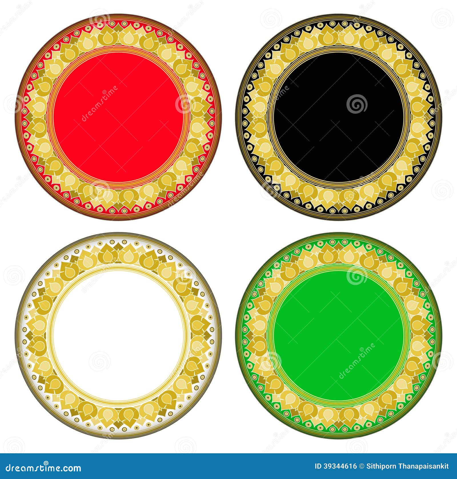 Gold lotus circle frame stock vector. Illustration of decorative - 39344616