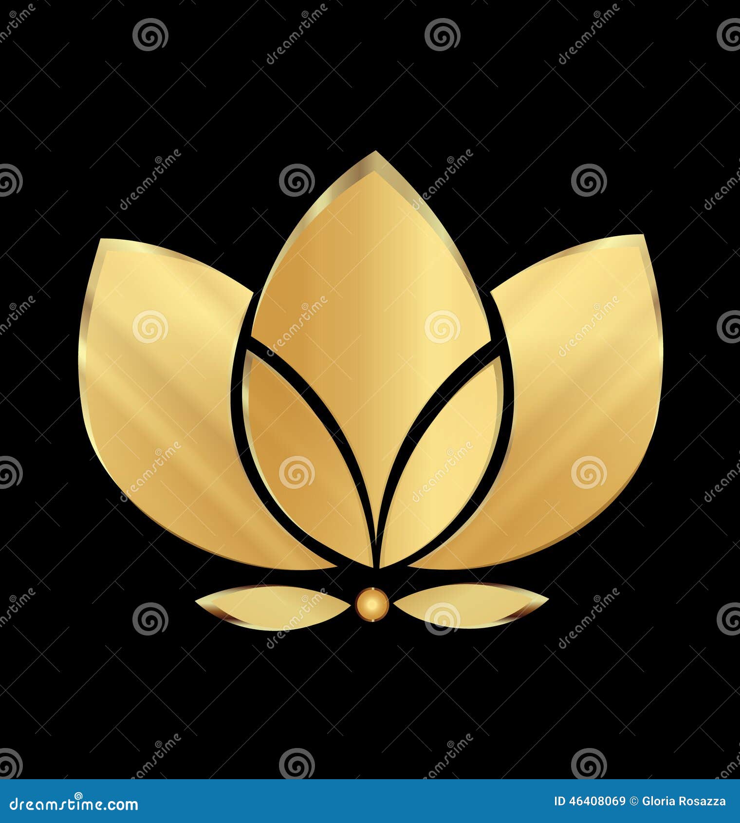 Gold lotus flower stock vector. Illustration of floral - 46408069