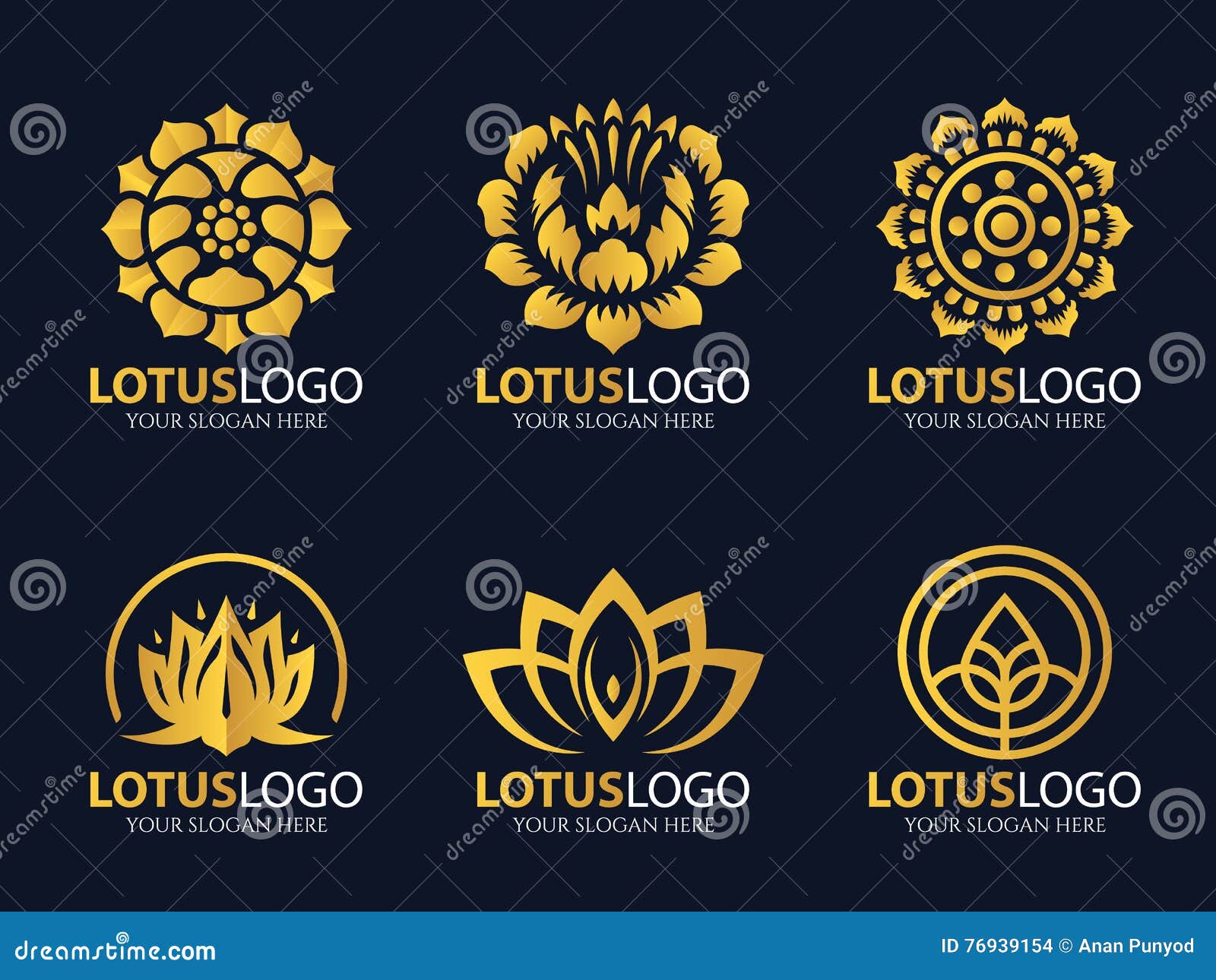 Gold Lotus Symbol Cartoon Vector | CartoonDealer.com #88009441