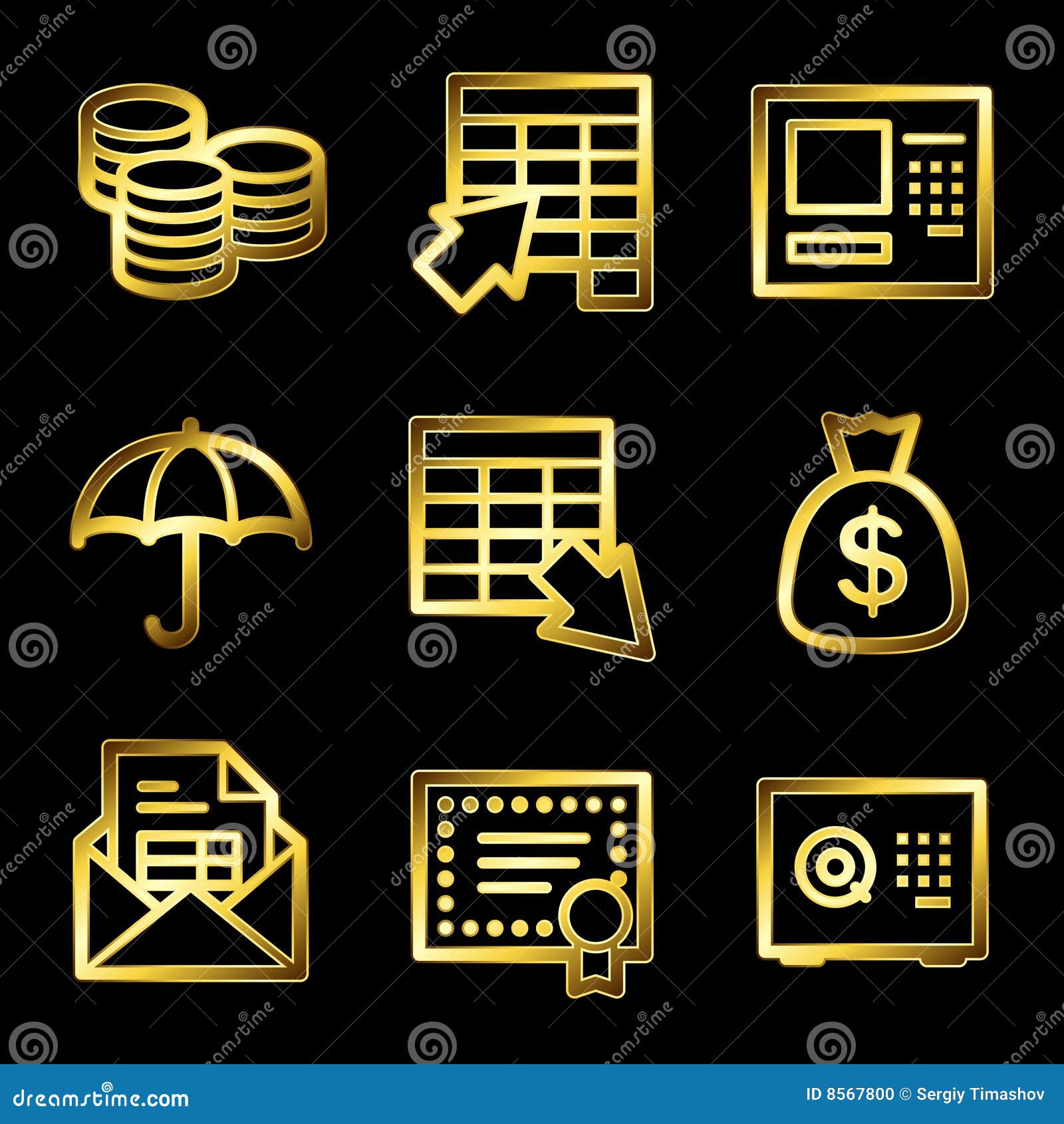 Gold Luxury Banking Web Icons Stock Vector - Illustration of business ...