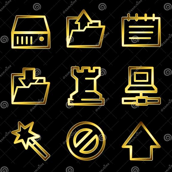 Gold luxury data web icons stock vector. Illustration of folder - 8567816