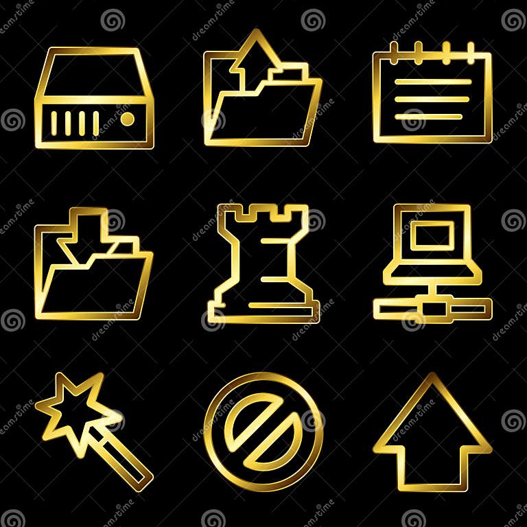 Gold luxury data web icons stock vector. Illustration of folder - 8567816
