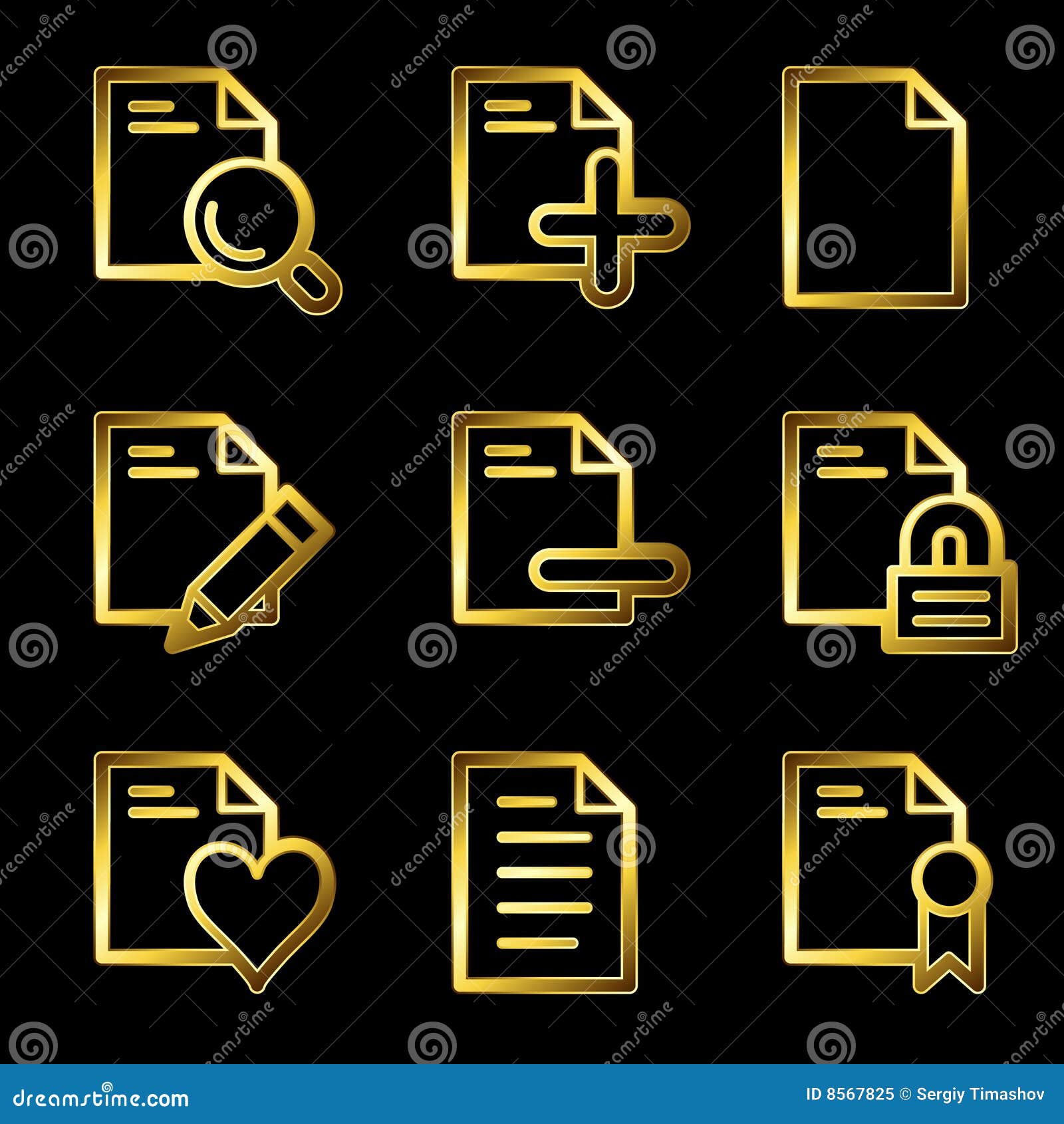 Gold Luxury Documents Web Icons Stock Vector - Illustration of gold ...