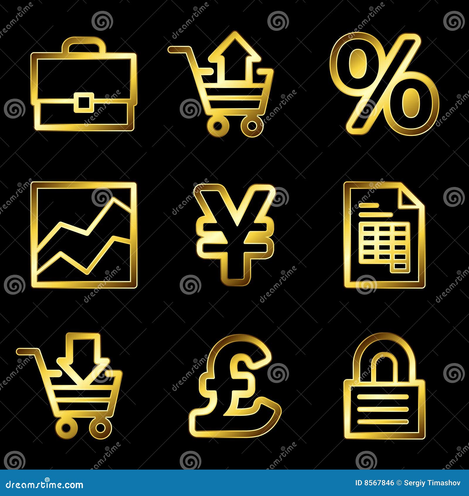 Gold Luxury E-business Web Icons Stock Vector - Illustration of buttons ...