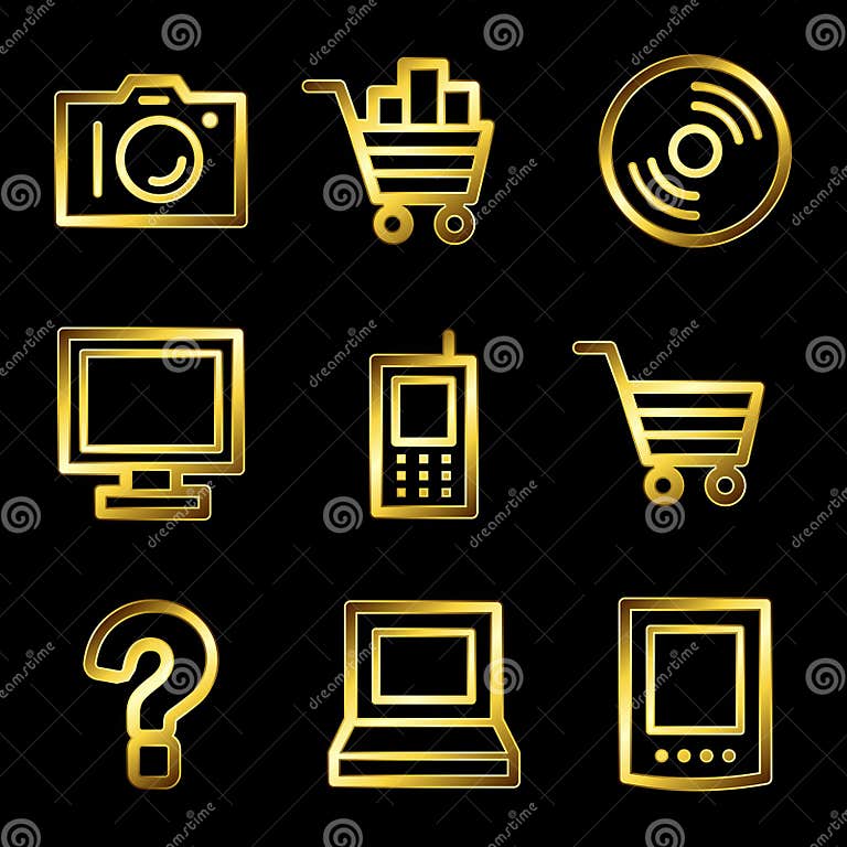 Gold Luxury Electronics Web Icons Stock Vector - Illustration of ...