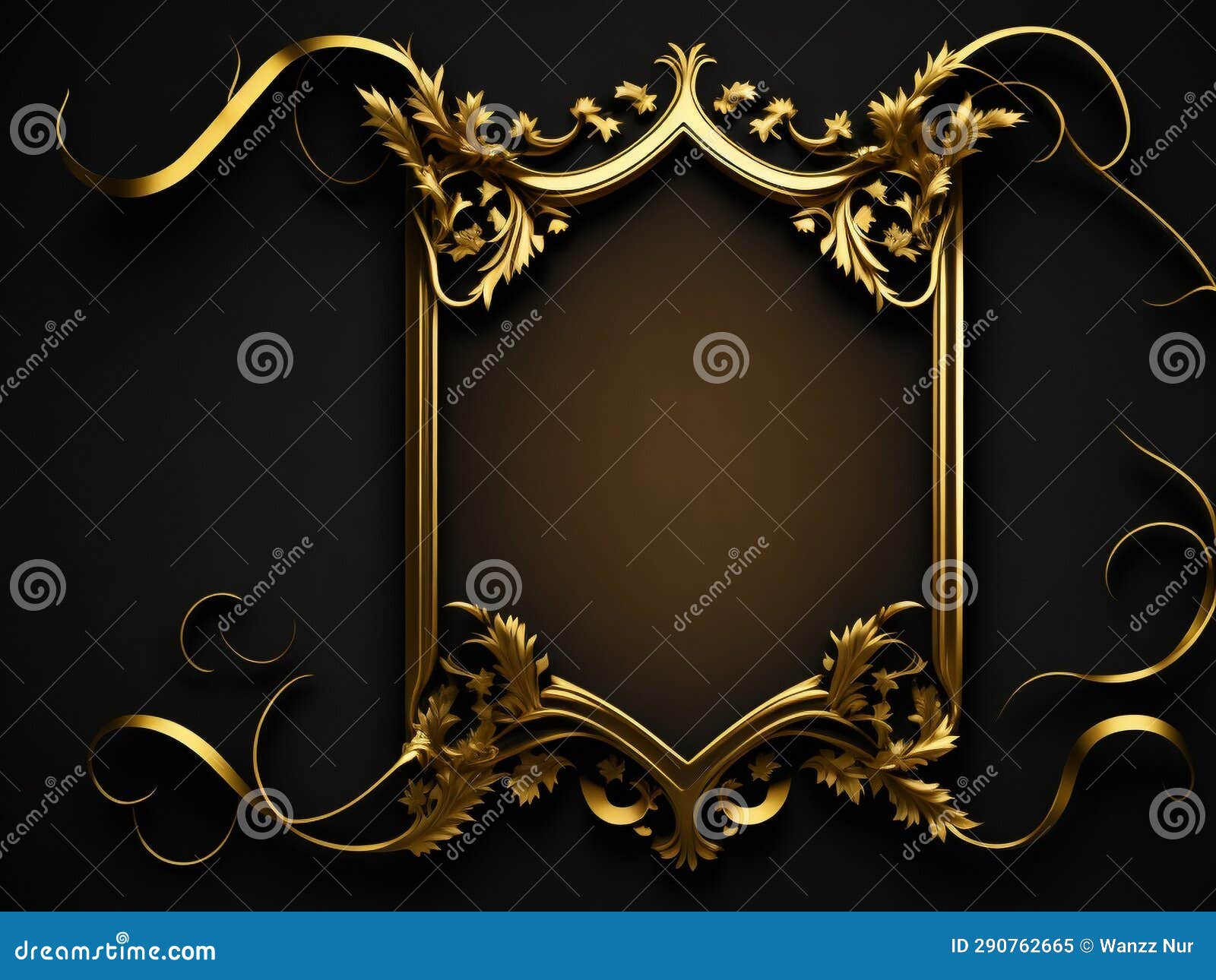 Gold Luxury Frame with Black Background Stock Illustration ...